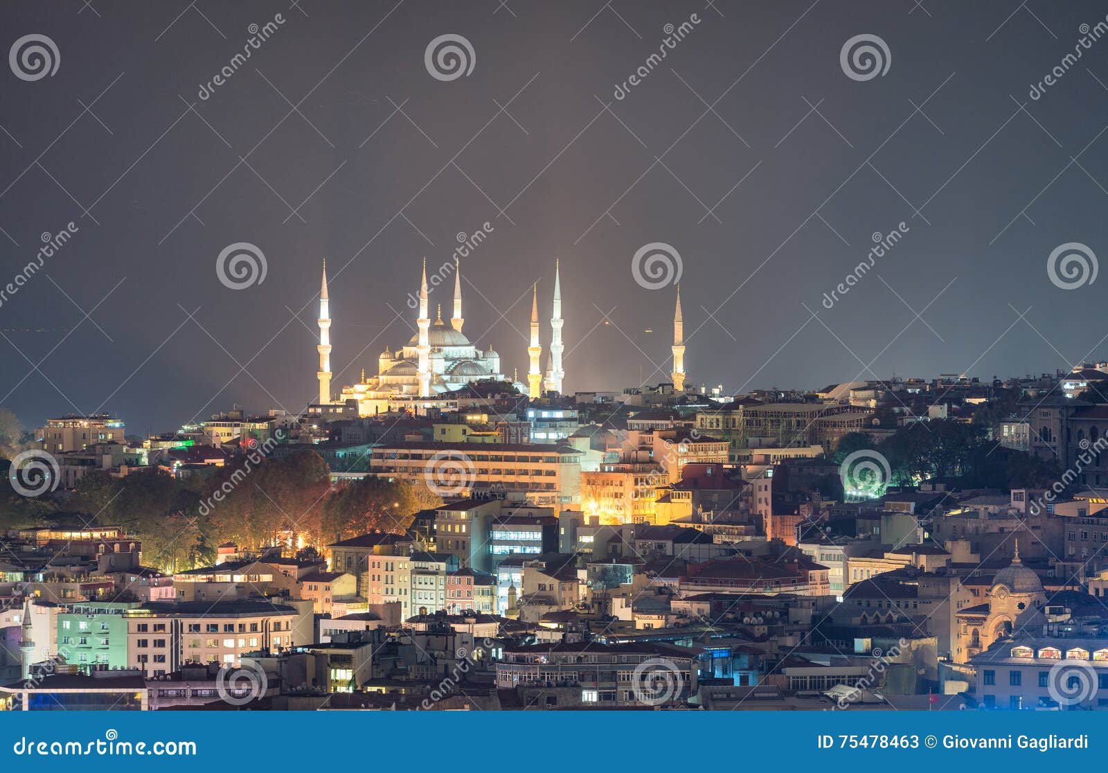 Istanbul Aerial Skyline at Night, Turkey Editorial Stock Photo - Image ...