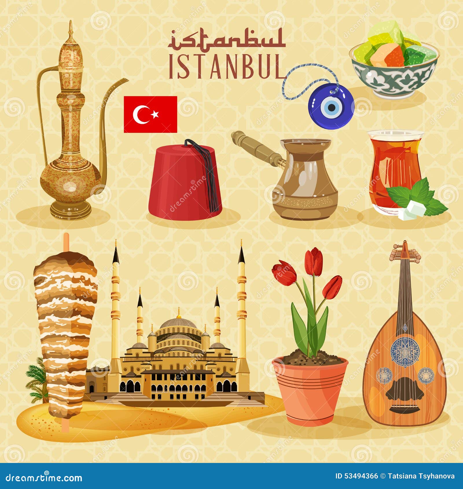 Istanbul arabic Set. stock vector. Illustration of kebap - 53494366