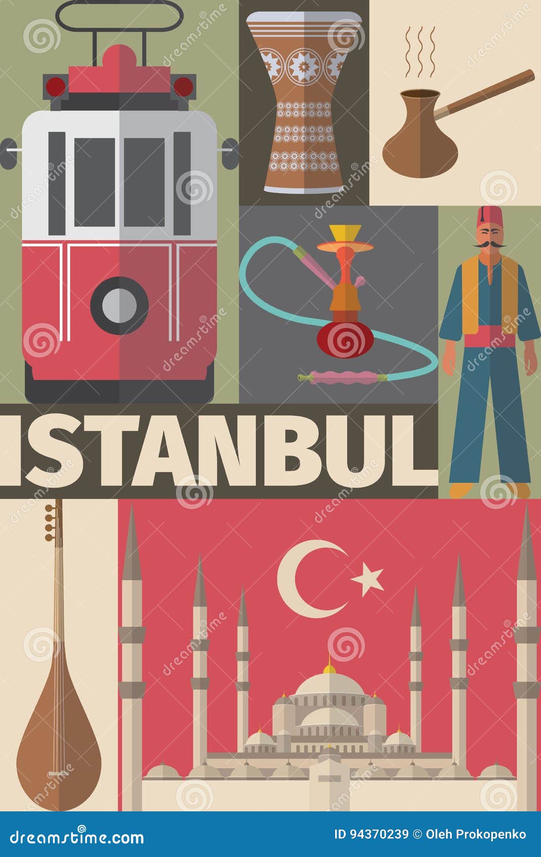 Turkish Flat Cartoon City Illustration Backdrop | CartoonDealer.com ...