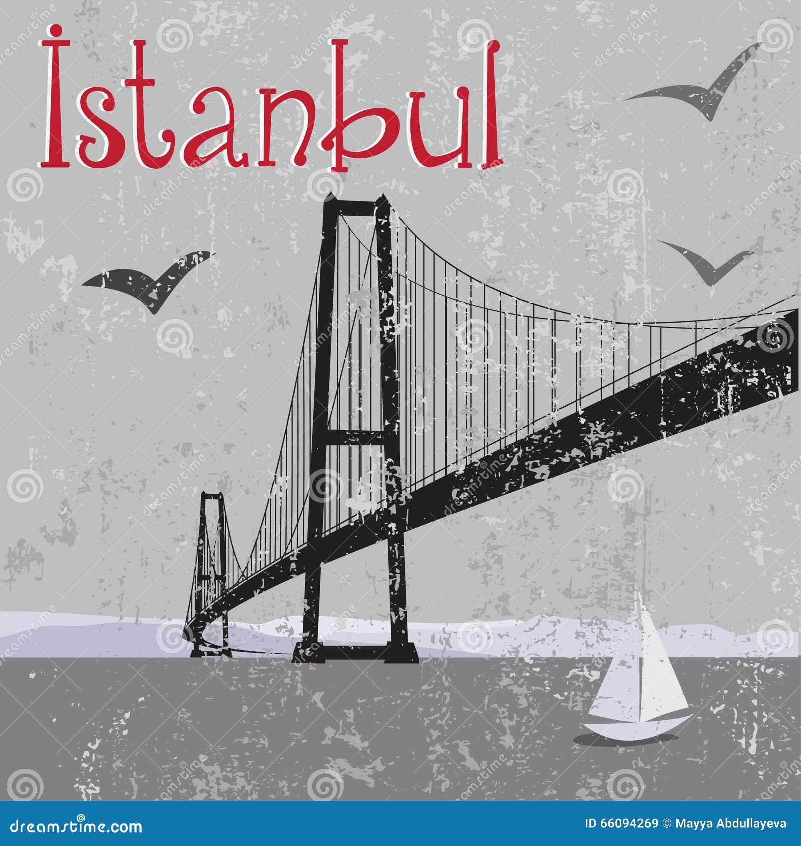 Istanbul Bosphorus Bridge stock vector. Illustration of sign - 66094269