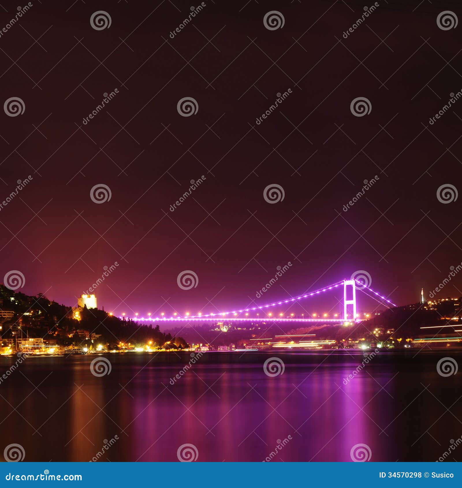 Istanbul Bosphorus Bridge at Night Stock Photo - Image of national ...