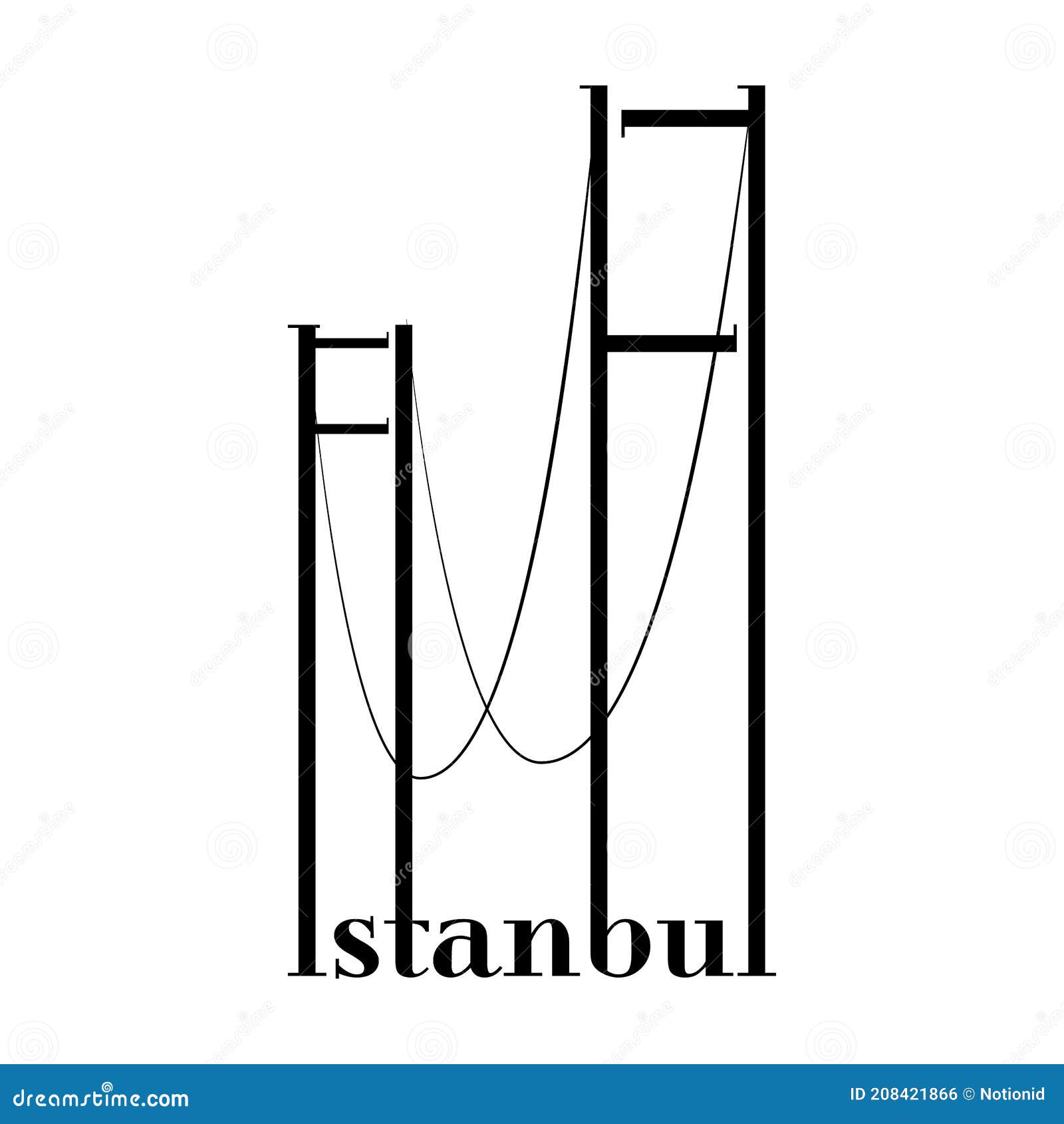 Istanbul Bosphorus Bridge Typography Vector Art Stock Vector ...