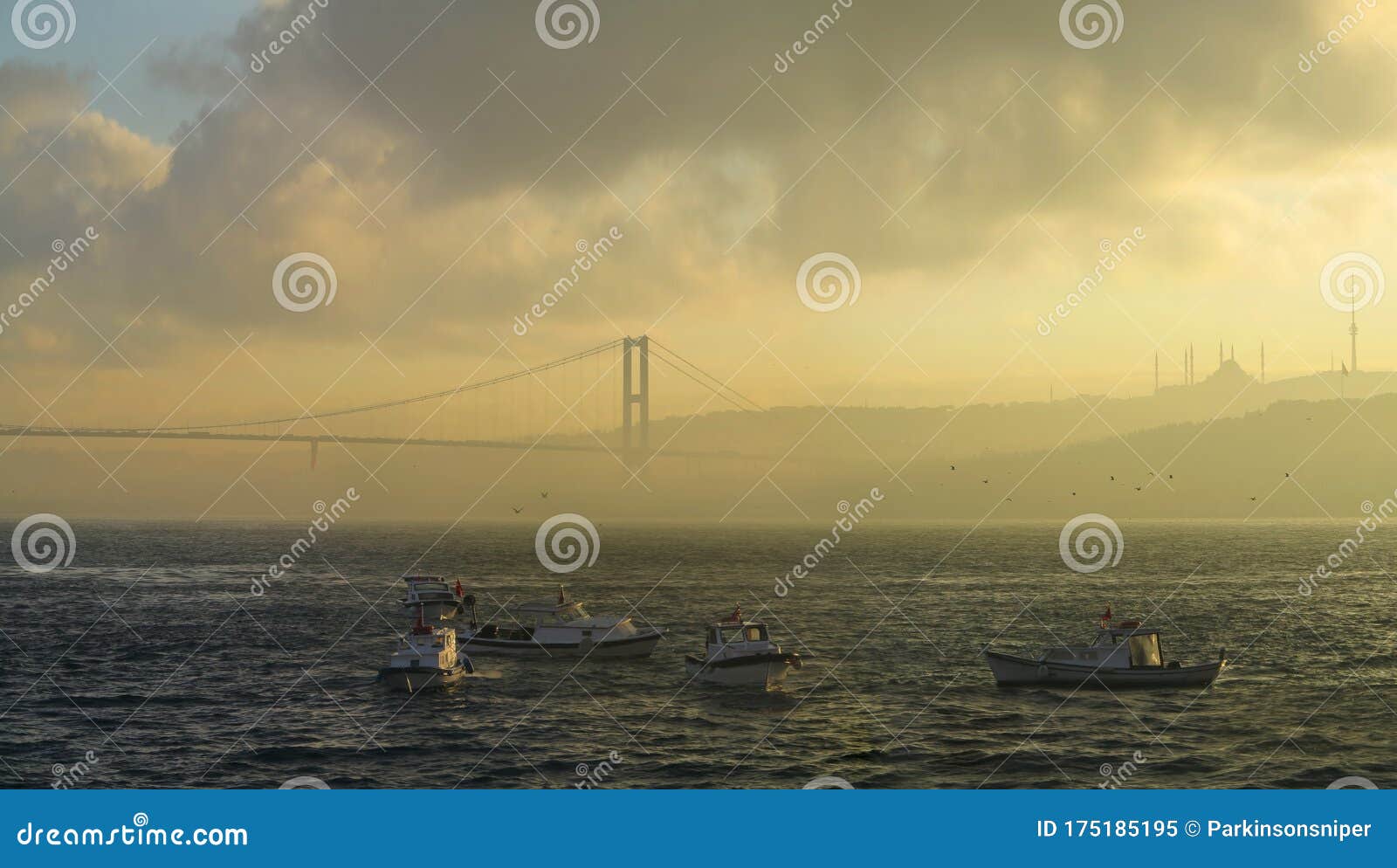 Istanbul Bosphorus Landscape at Sunset Stock Image - Image of city ...