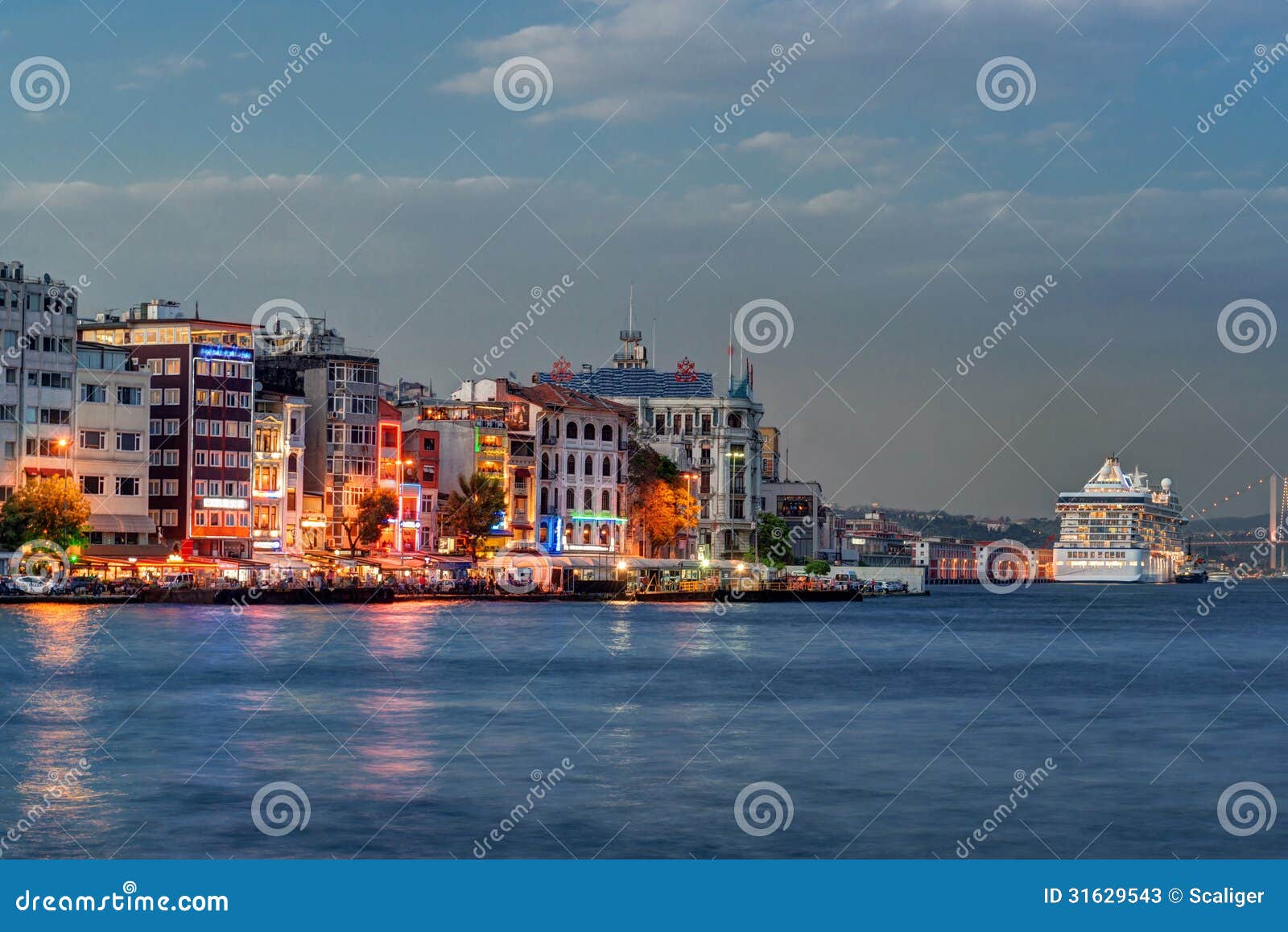 Istanbul and Bosphorus at Night Stock Image - Image of illumination ...