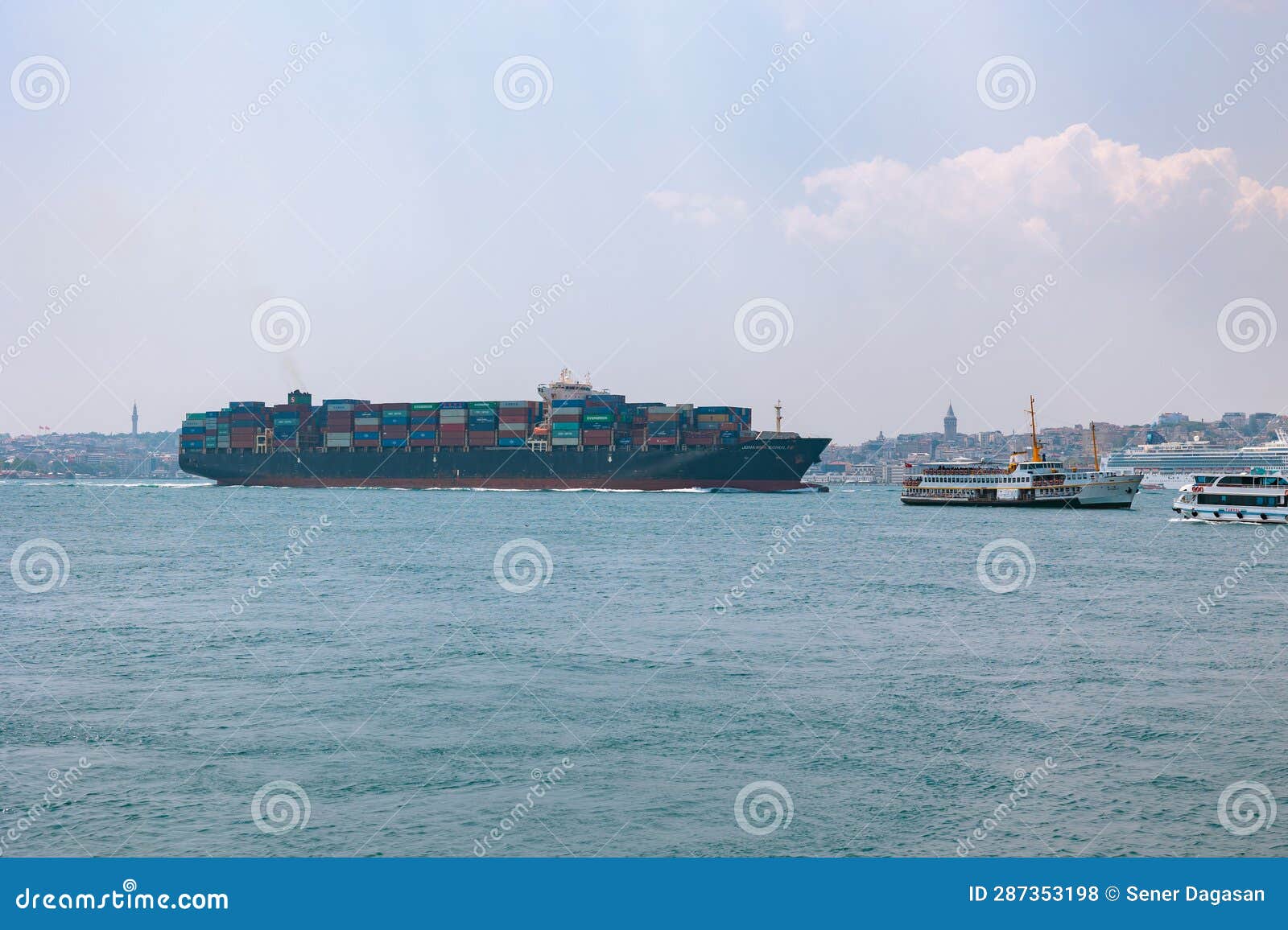 Istanbul Bosphorus Strait Ship Traffic. a Container Ship and Ferries ... Istanbul Bosphorus Strait Ship Traffic. a Container Ship and Ferries ...