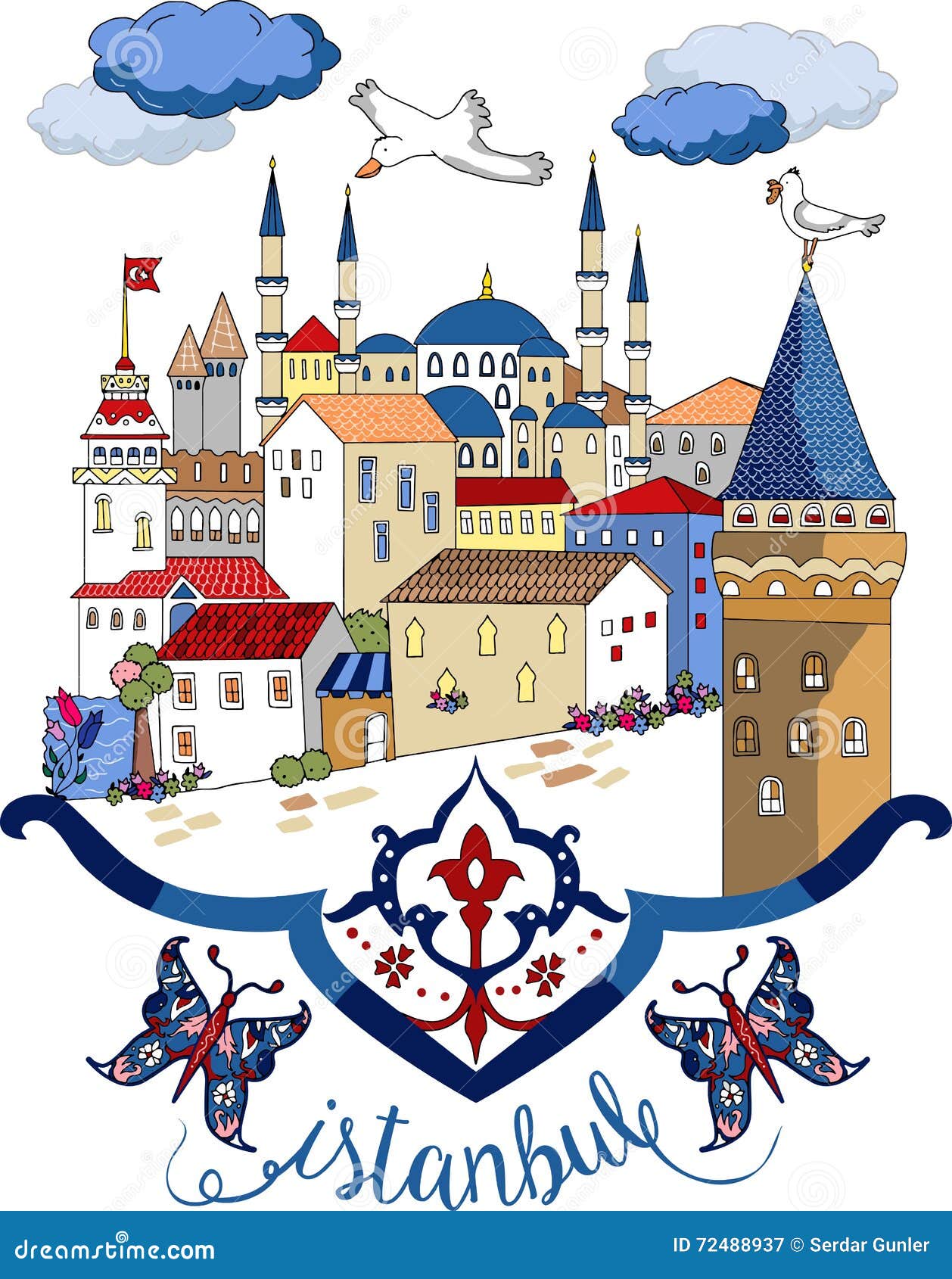 Istanbul Cartoon Drawing Vector Illustration Stock Vector ...