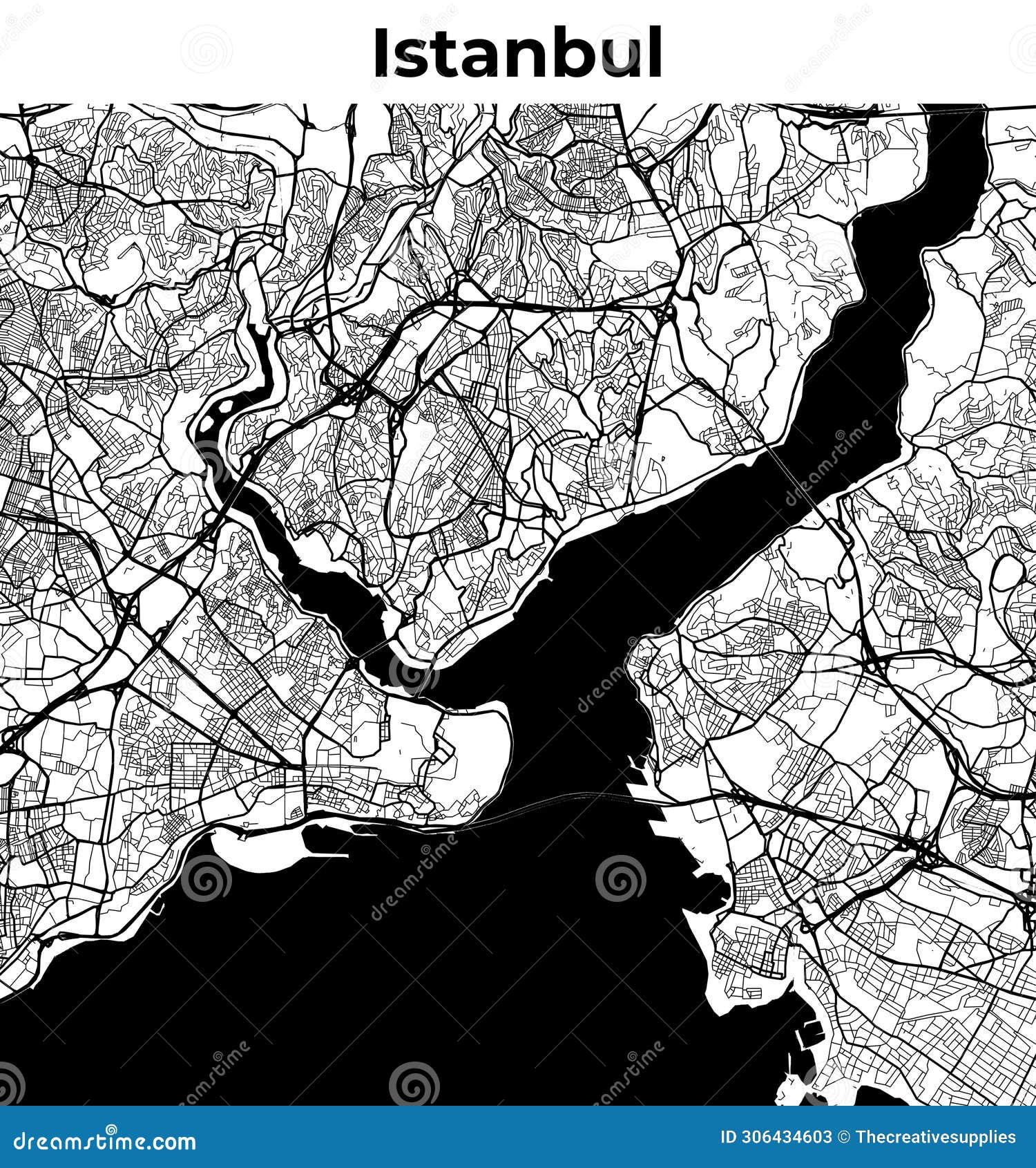 Istanbul City Map, Cartography Map, Street Layout Map Stock ...