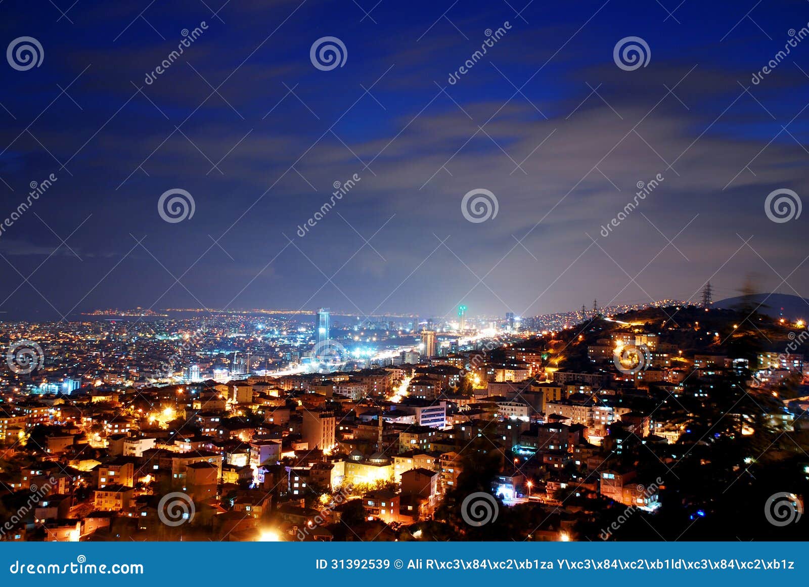 Istanbul City at Night stock image. Image of aerial, aqua - 31392539