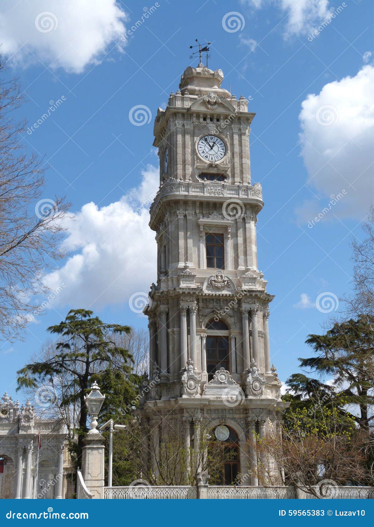 Istanbul Dolmabahce Palace Clock Tower Stock Image - Image of blue ...