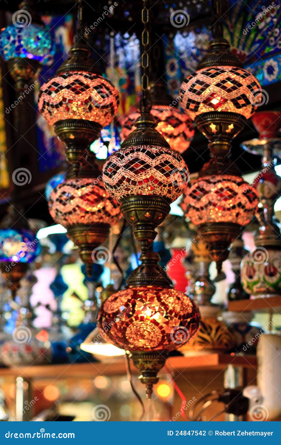 Istanbul Grand Bazaar - Mosaic Turkish Lanterns Stock Photo - Image of ...