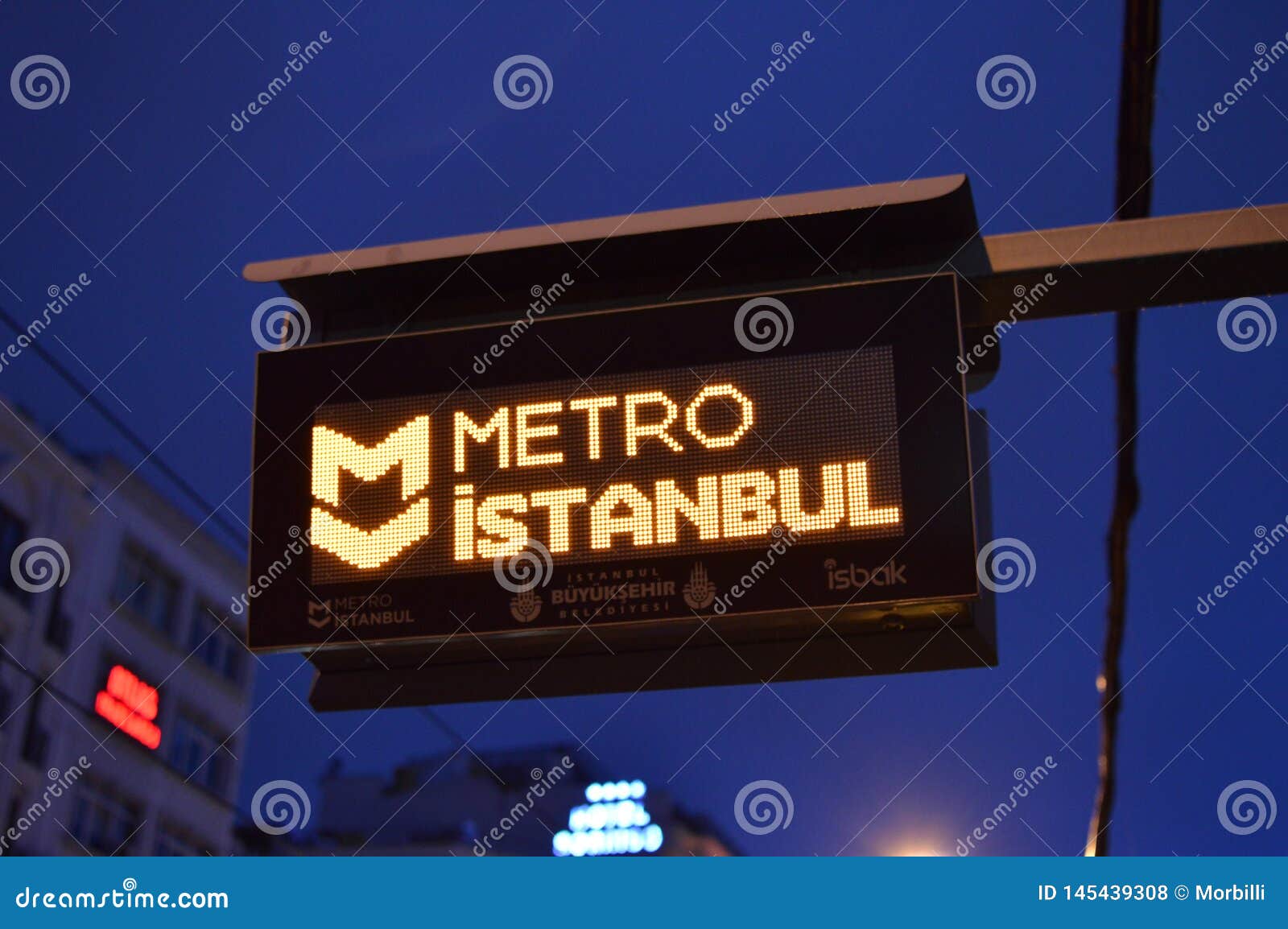 Istanbul Metro Sign by Night, Closeup Editorial Stock Photo - Image of ...