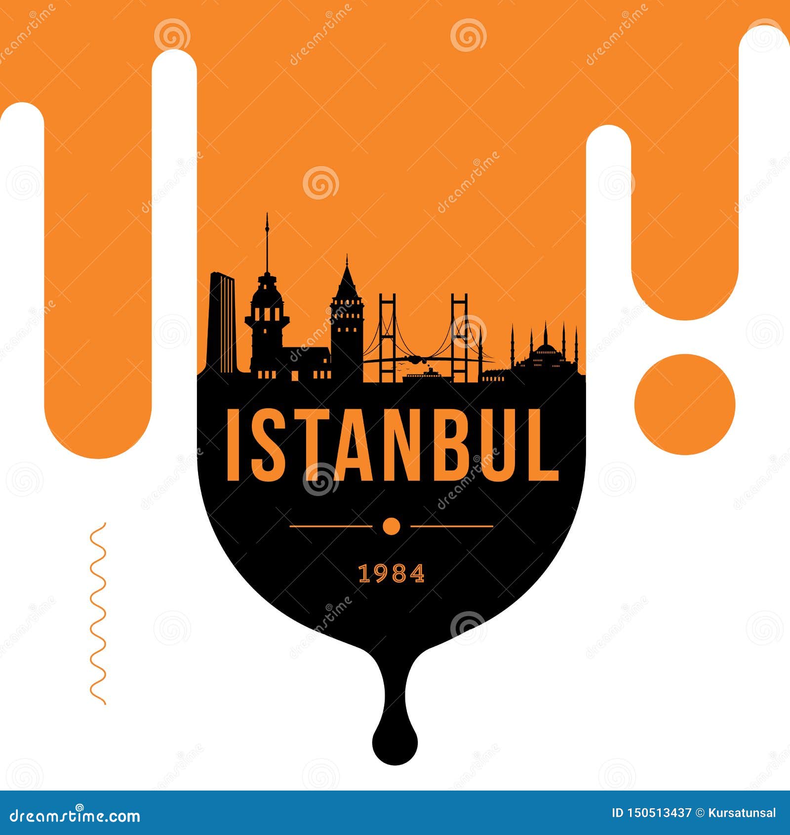Istanbul Modern Web Banner Design with Vector Linear Skyline Stock ...