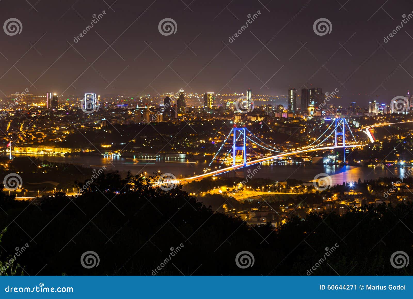 Istanbul at night stock image. Image of buldings, hills - 60644271