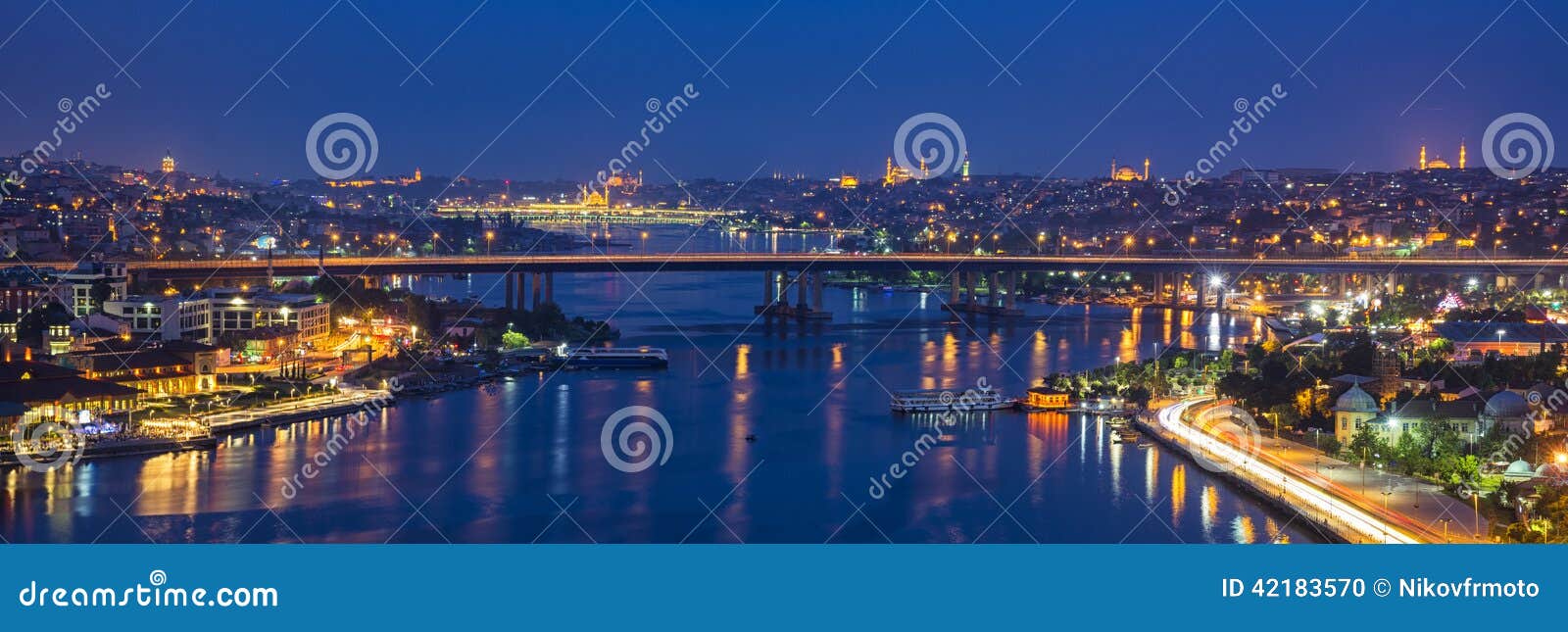 Istanbul by night stock photo. Image of turkey, bosporus - 42183570
