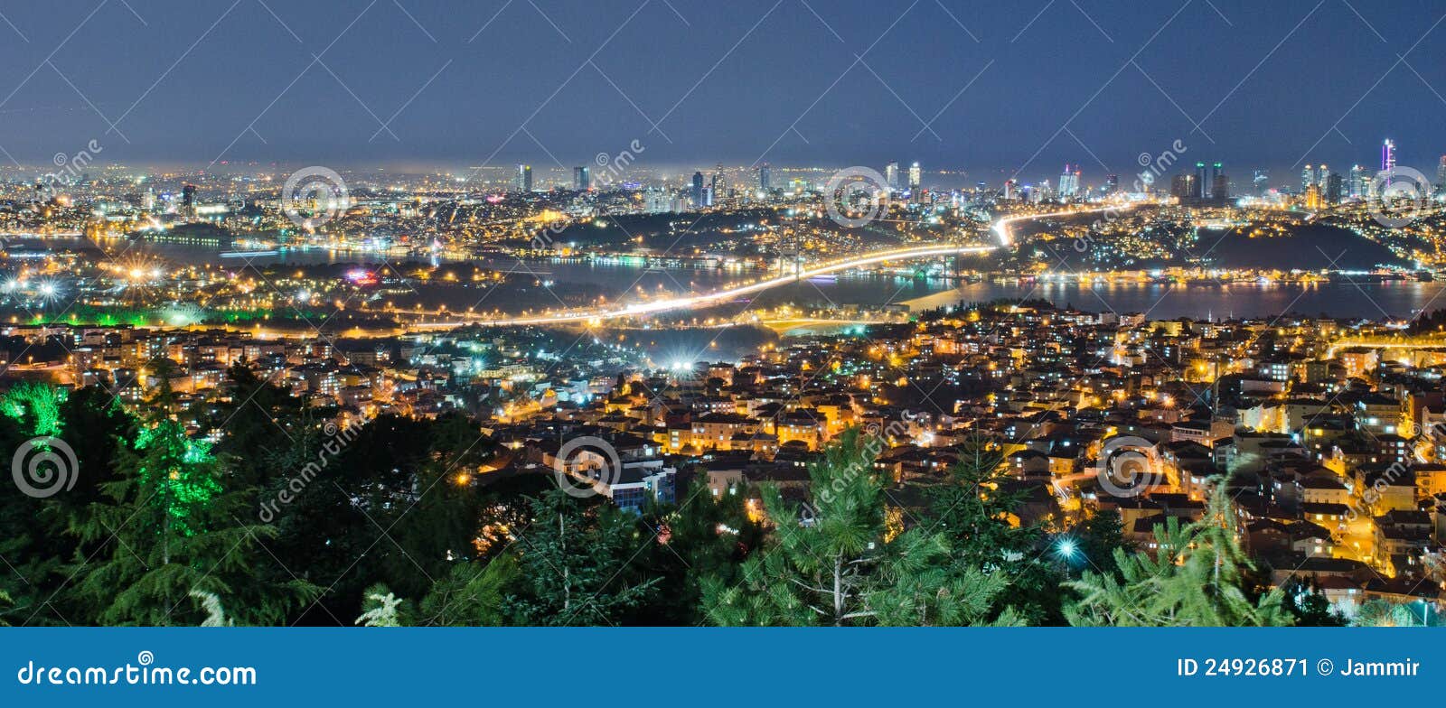 Istanbul night scene stock image. Image of cable, architecture - 24926871