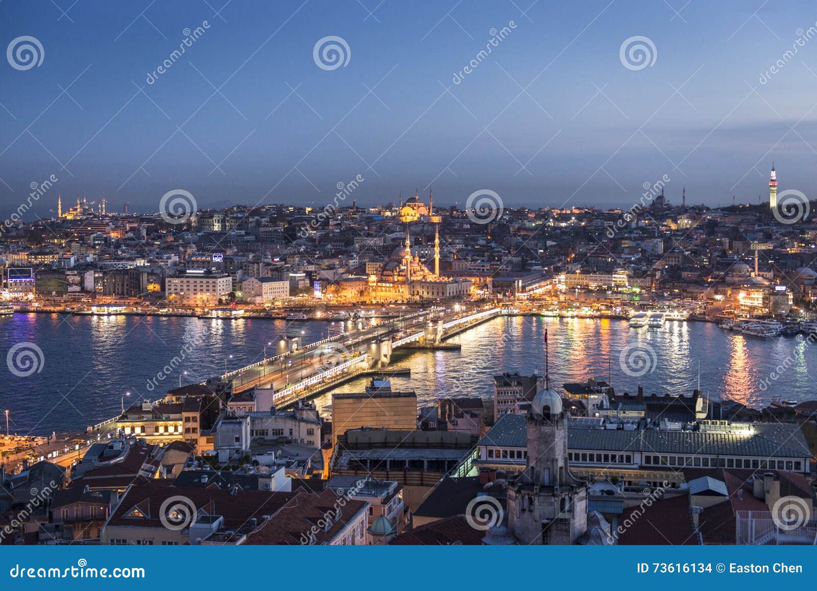 Istanbul Night View, Turkey City Lights Editorial Stock Image - Image ...