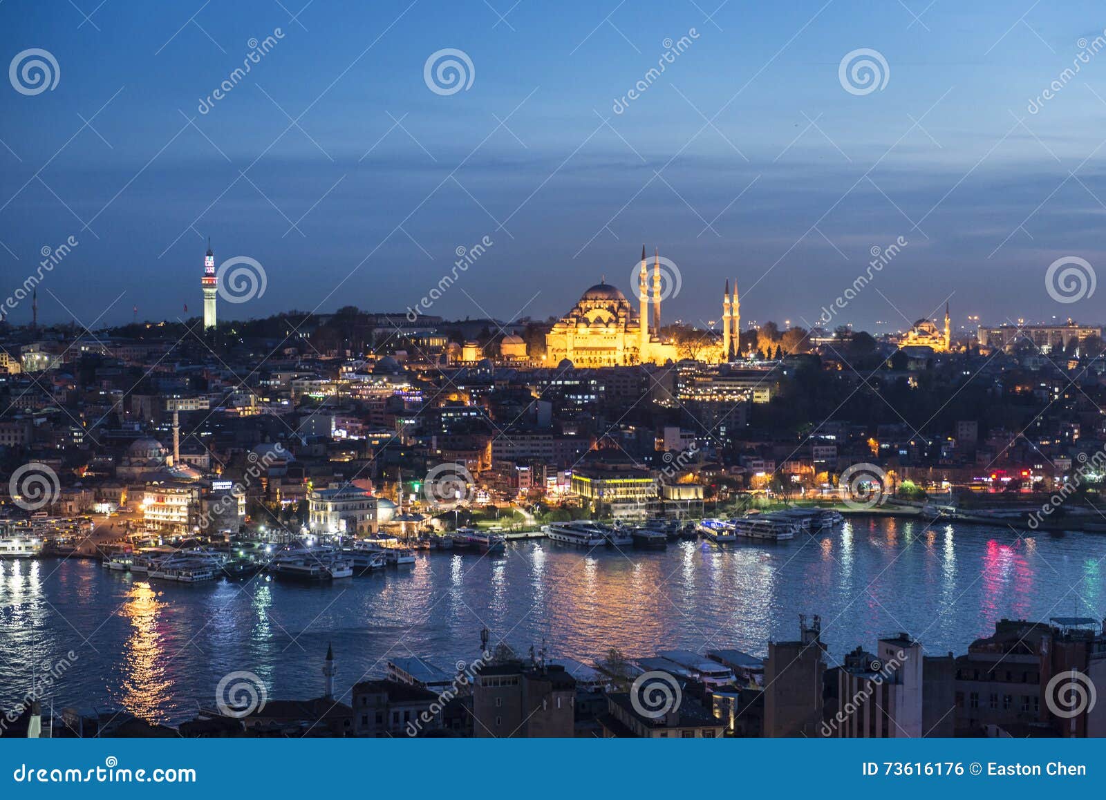 Istanbul Night View, Turkey City Lights Editorial Photo - Image of ...