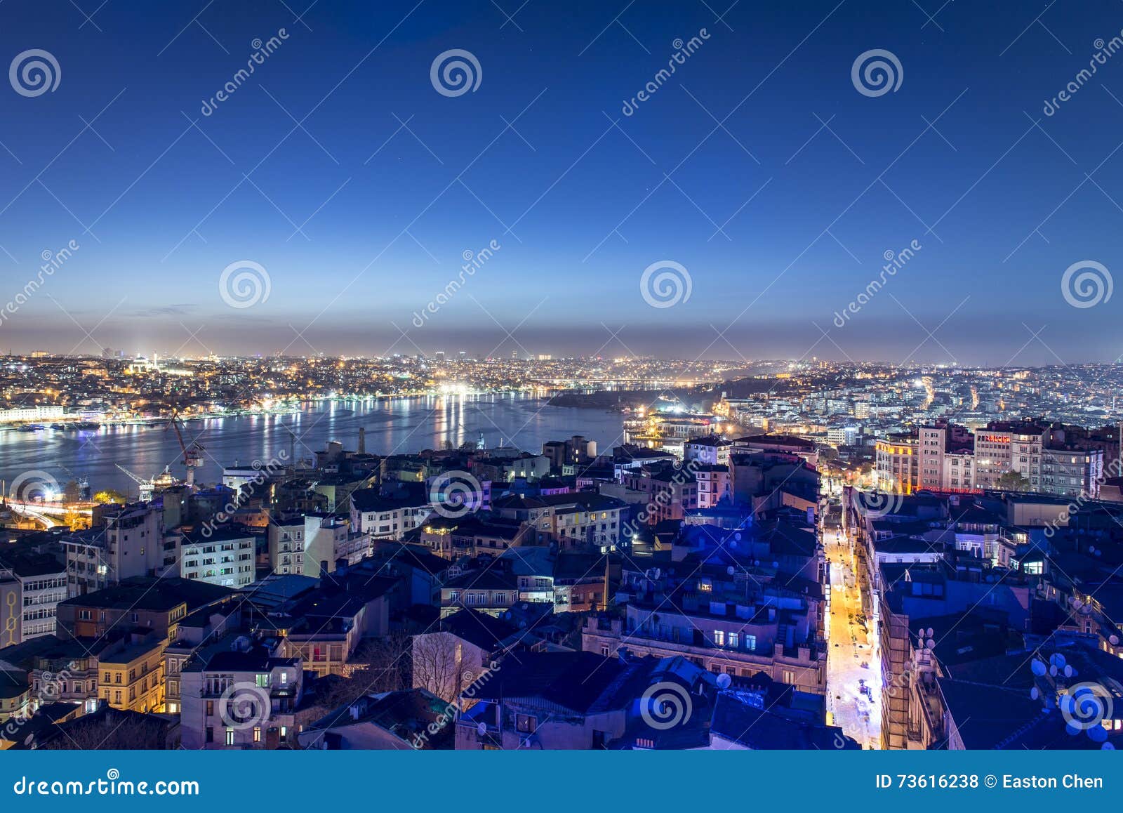 Istanbul Night View, Turkey City Lights Editorial Stock Photo - Image ...