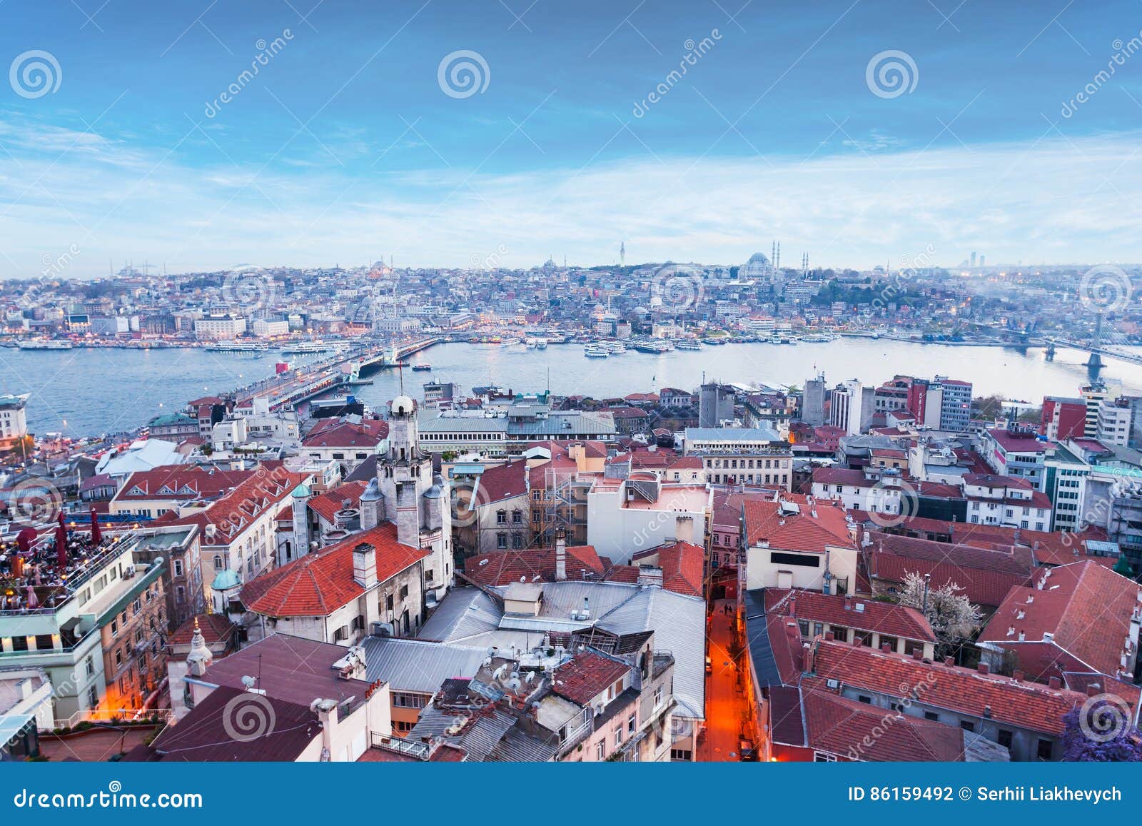 Istanbul Panoramic View at Evening. Stock Photo - Image of background ...