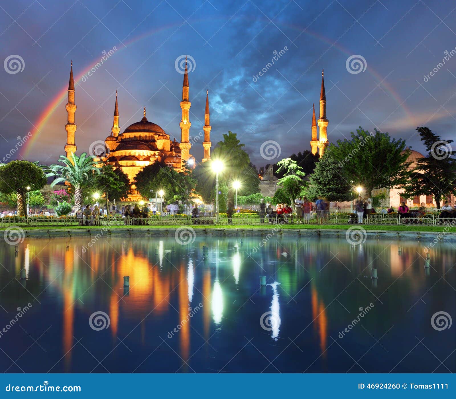 Istanbul with Rainbow - Blue Mosque, Turkey Stock Photo - Image of ...