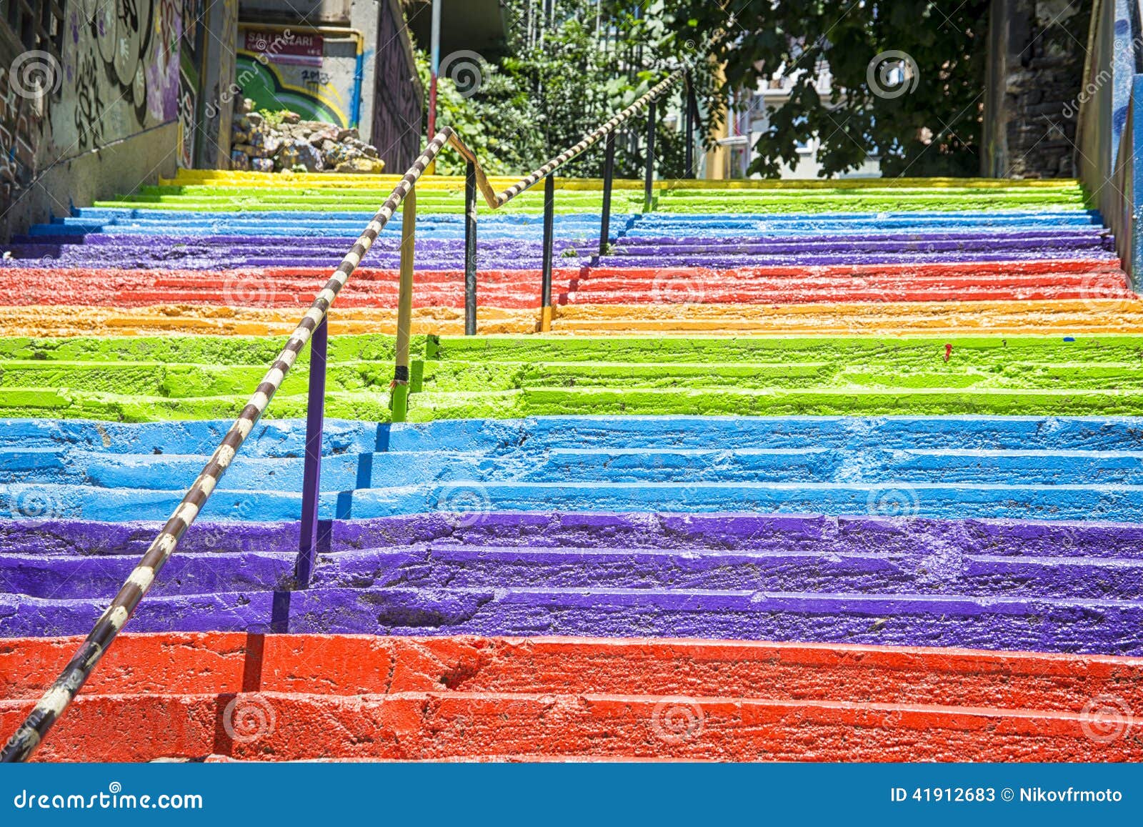 Istanbul rainbow stairs stock image. Image of background - 41912683