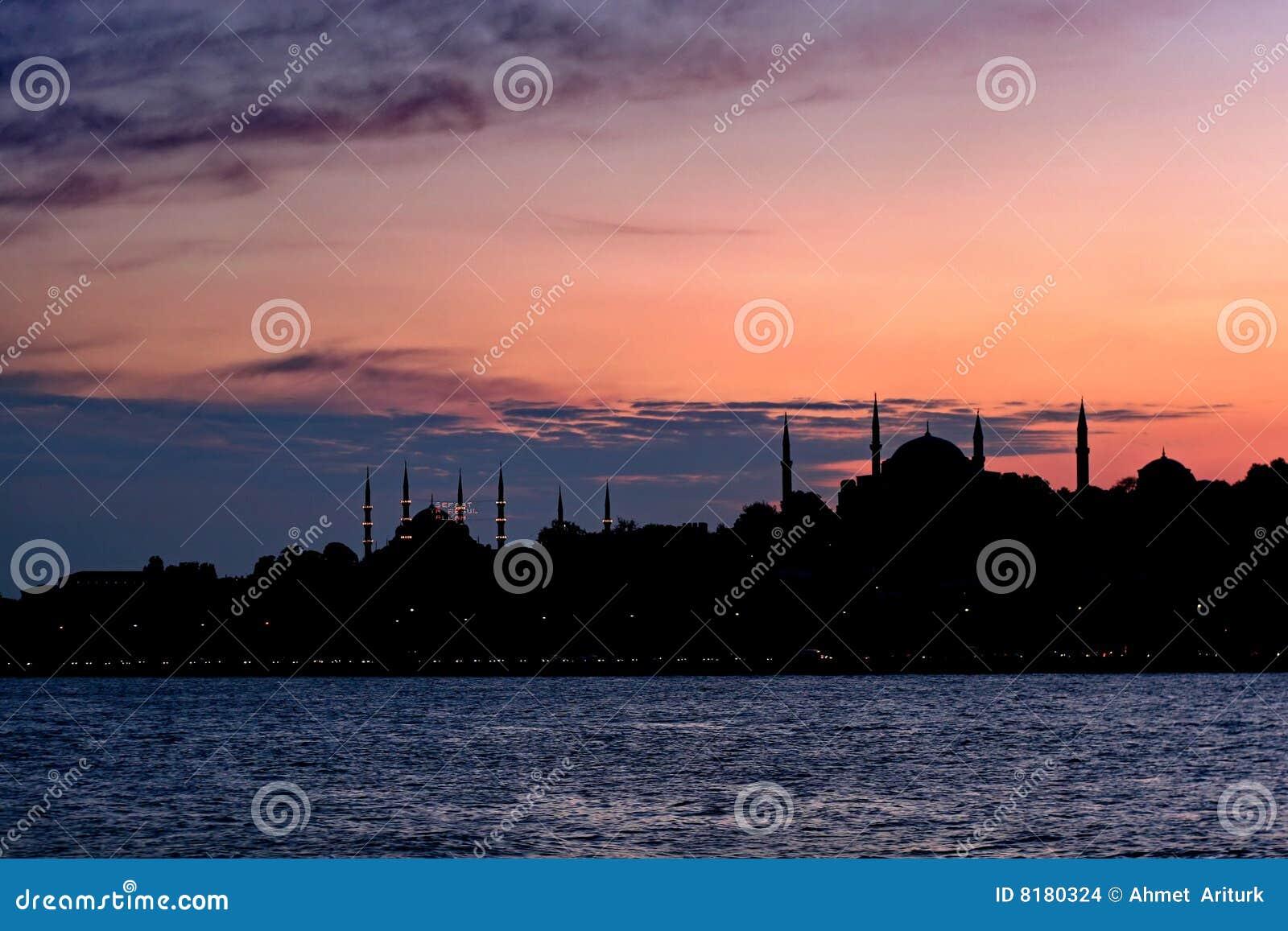 Istanbul silhouette stock photo. Image of dusk, dark, coast - 8180324