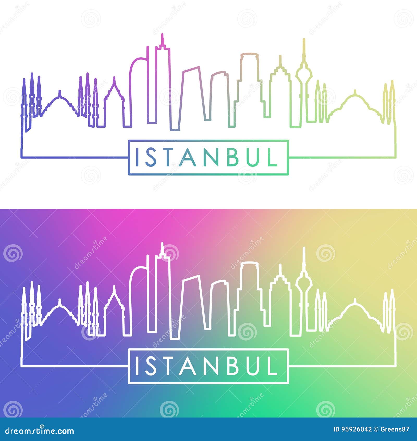 Istanbul Skyline. Colorful Linear Style Stock Vector - Illustration of ...