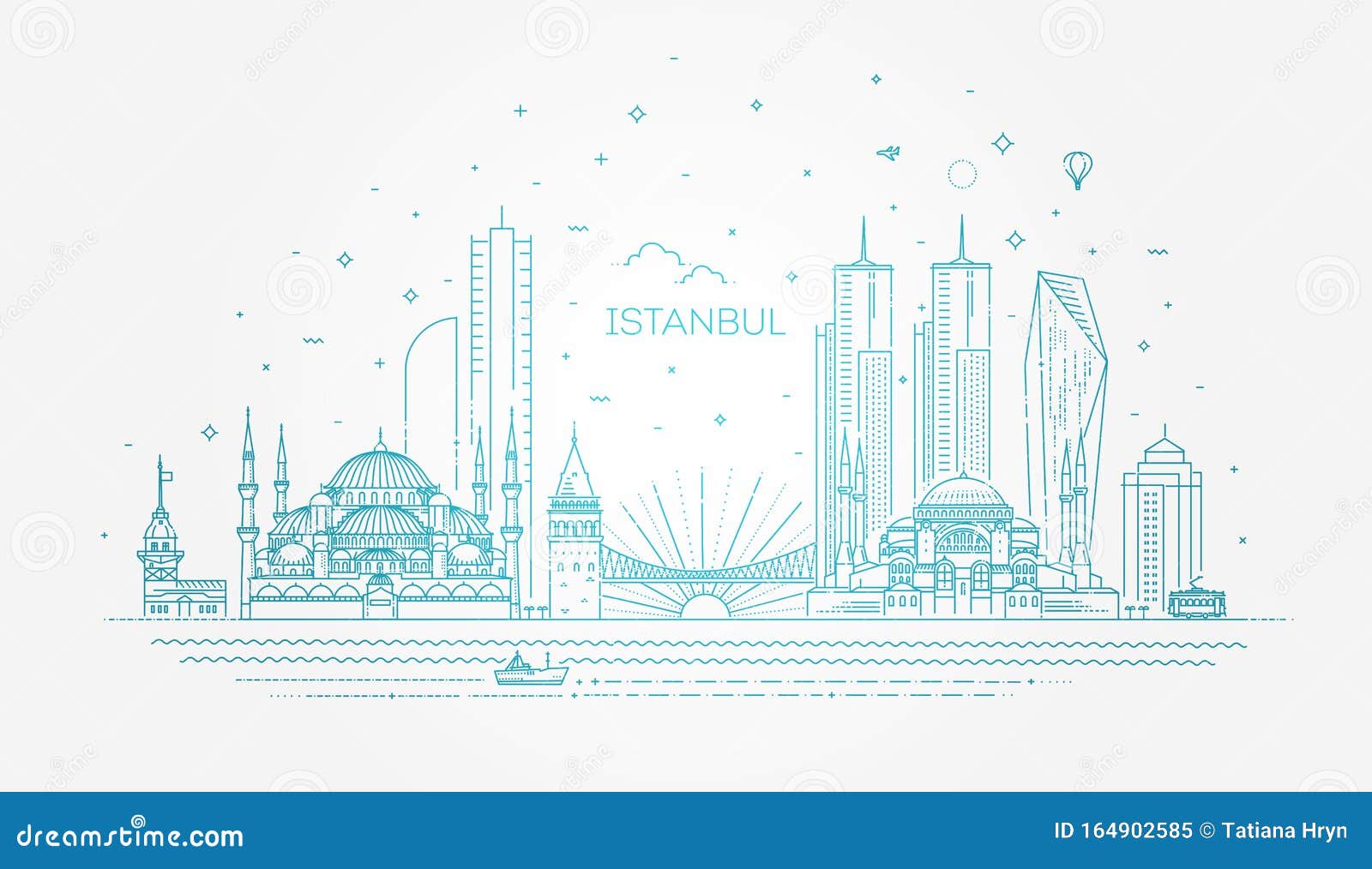 Istanbul skyline stock vector. Illustration of historic - 164902585