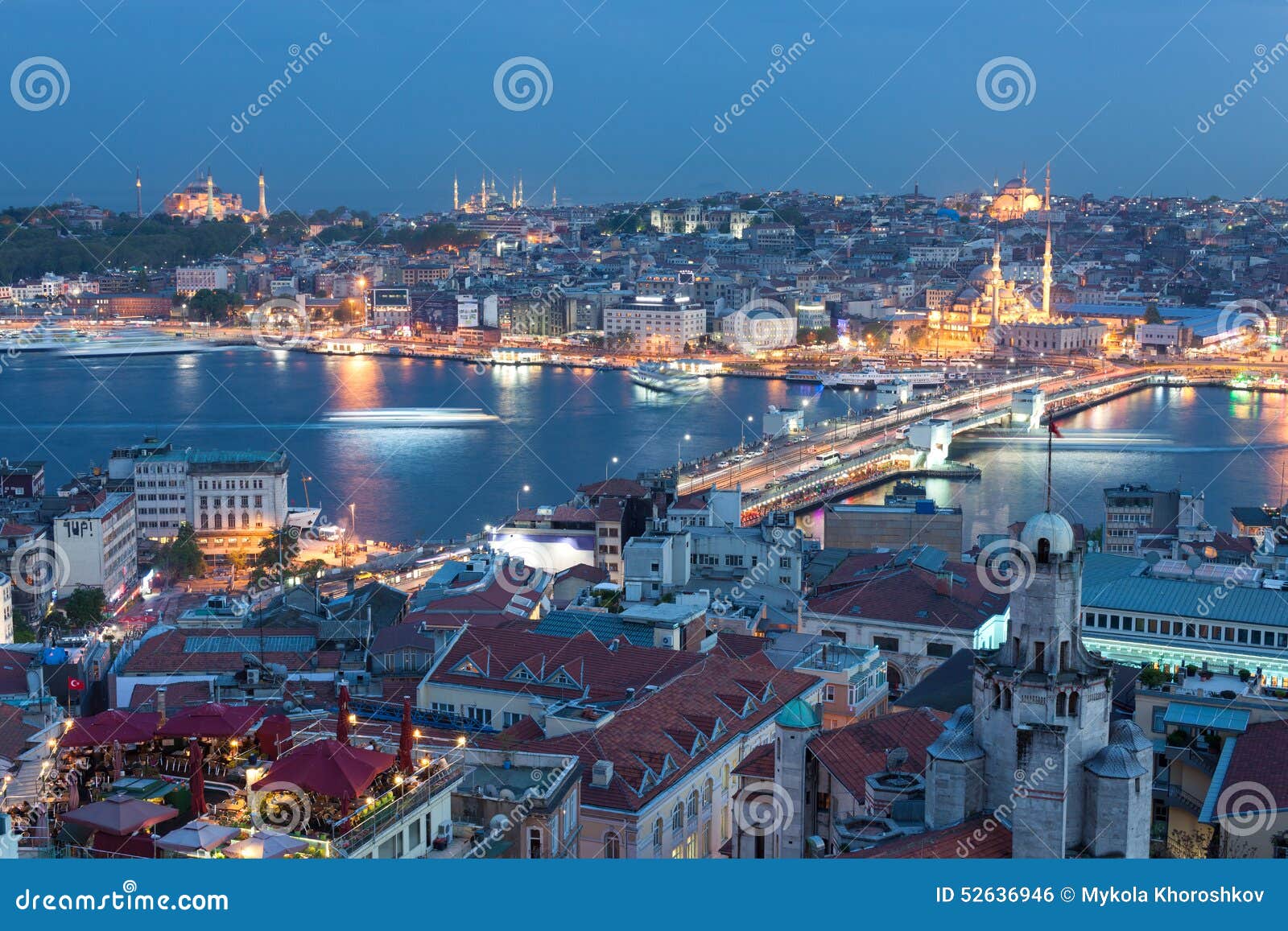 Istanbul skyline stock photo. Image of panoramic, aerial - 52636946
