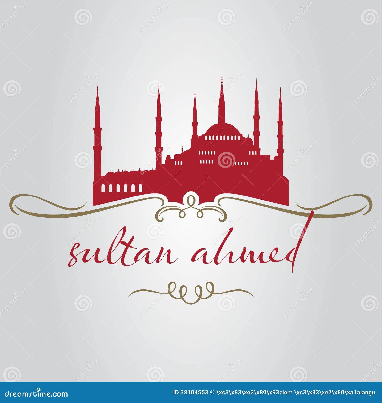 Sultan Ahmed Mosque Logo In Blue Night Rounded Background Vector ...