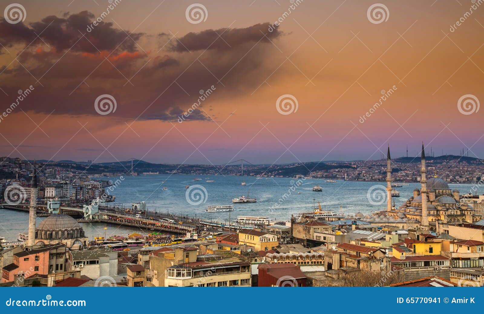Istanbul Sunset Panoramic View Editorial Photo - Image of chain, elisab ...