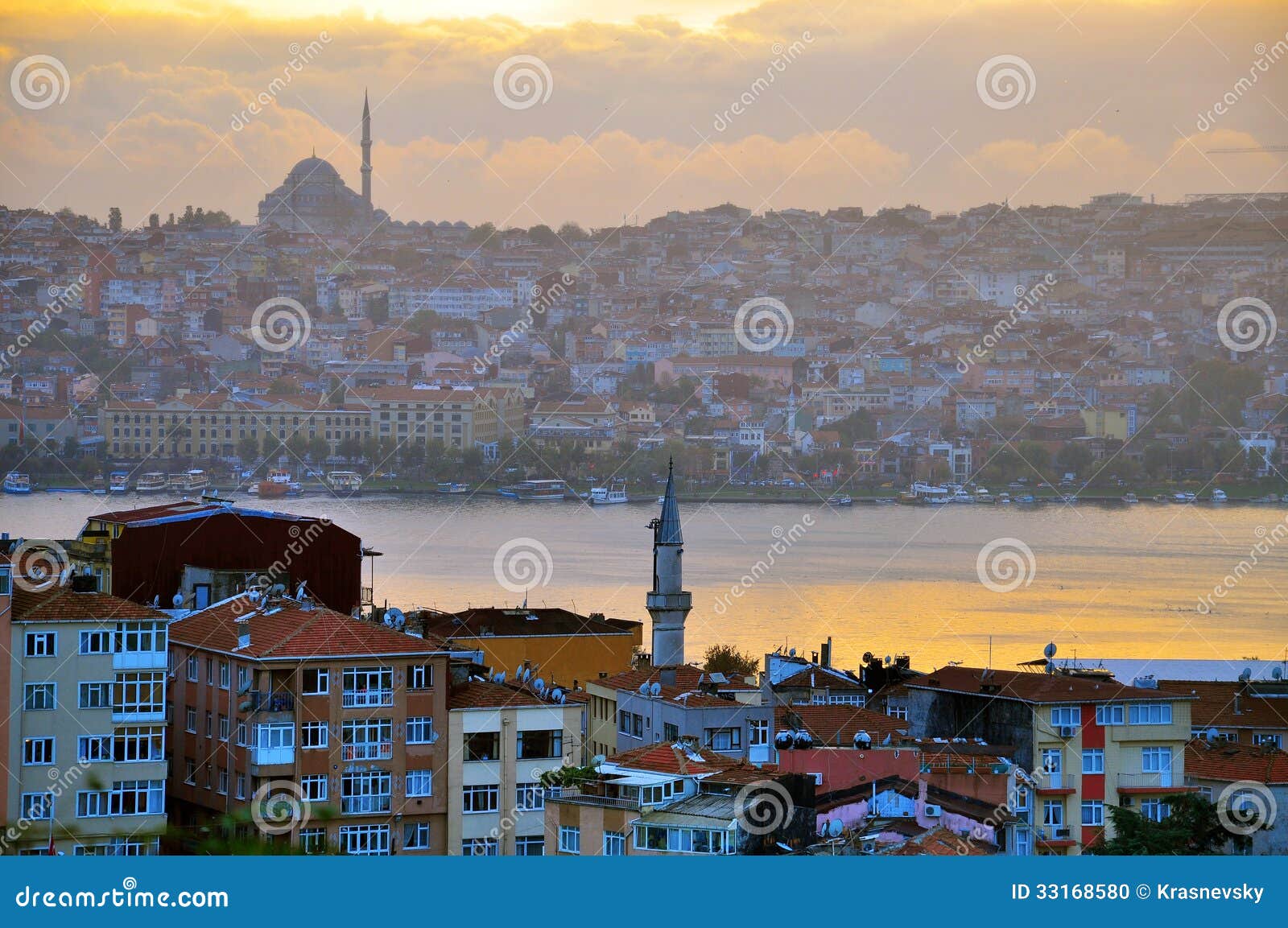 Istanbul on sunset stock photo. Image of river, turkey - 33168580