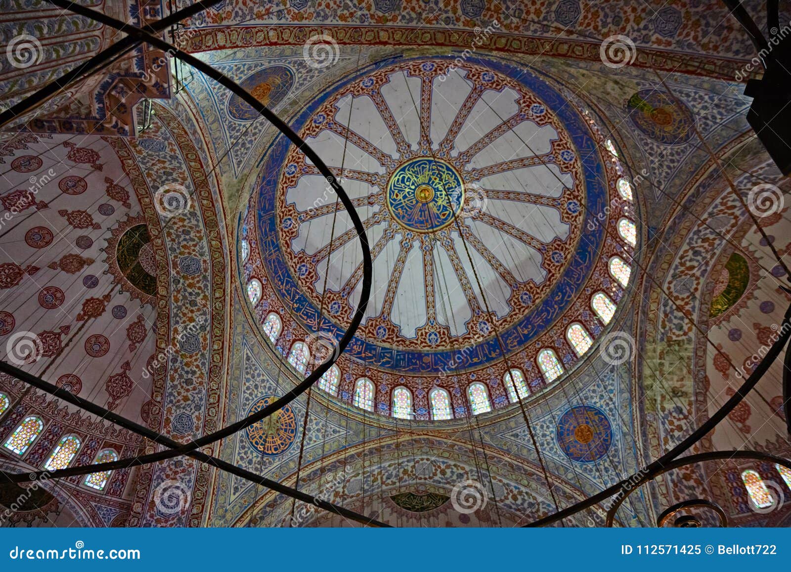 The Blue Mosque, Inside the Dome Stock Image - Image of worship ...