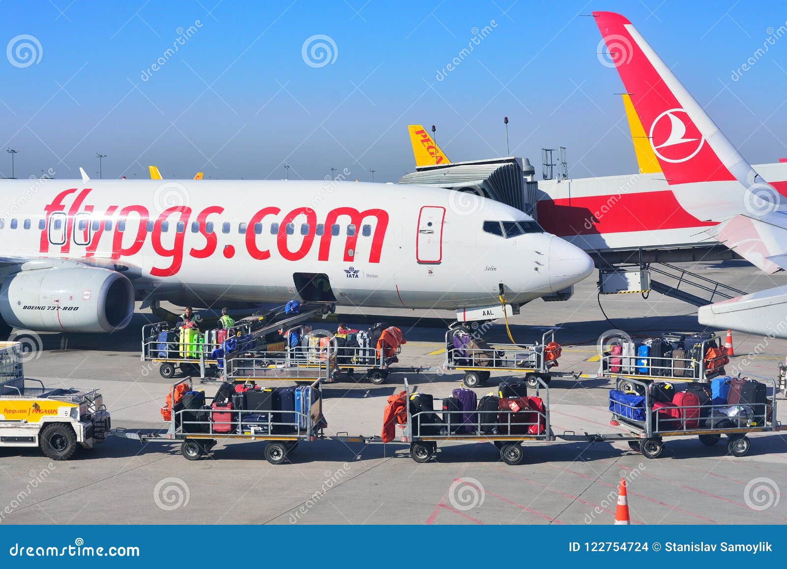 ISTANBUL, TURKEY - APRIL, 2017: Passengers Luggage Loading in To the ...