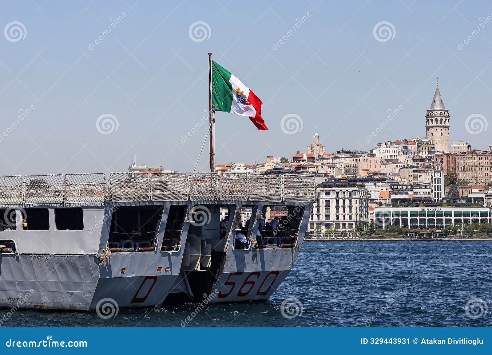 08-08-2023 Istanbul - Turkey: Italian Navy Ship with Flag Editorial ...