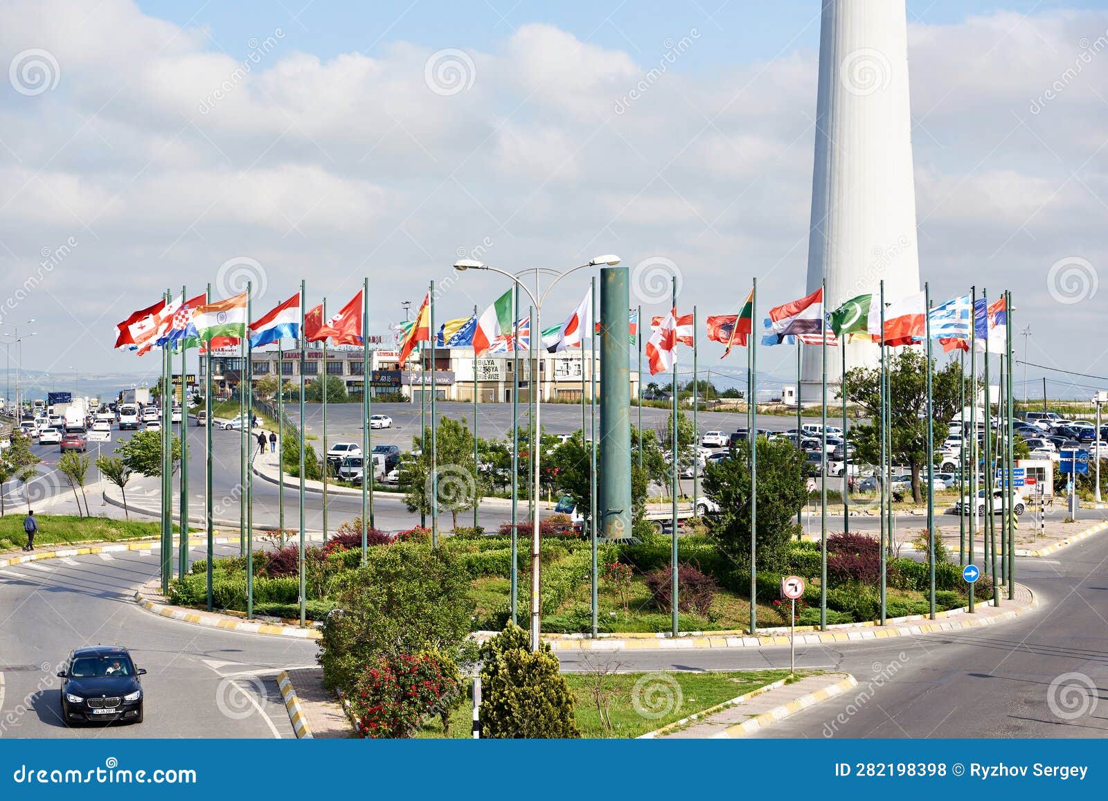 Istanbul, Turkey, June 08, 2023 Flags and Endem TV Tower Editorial ...