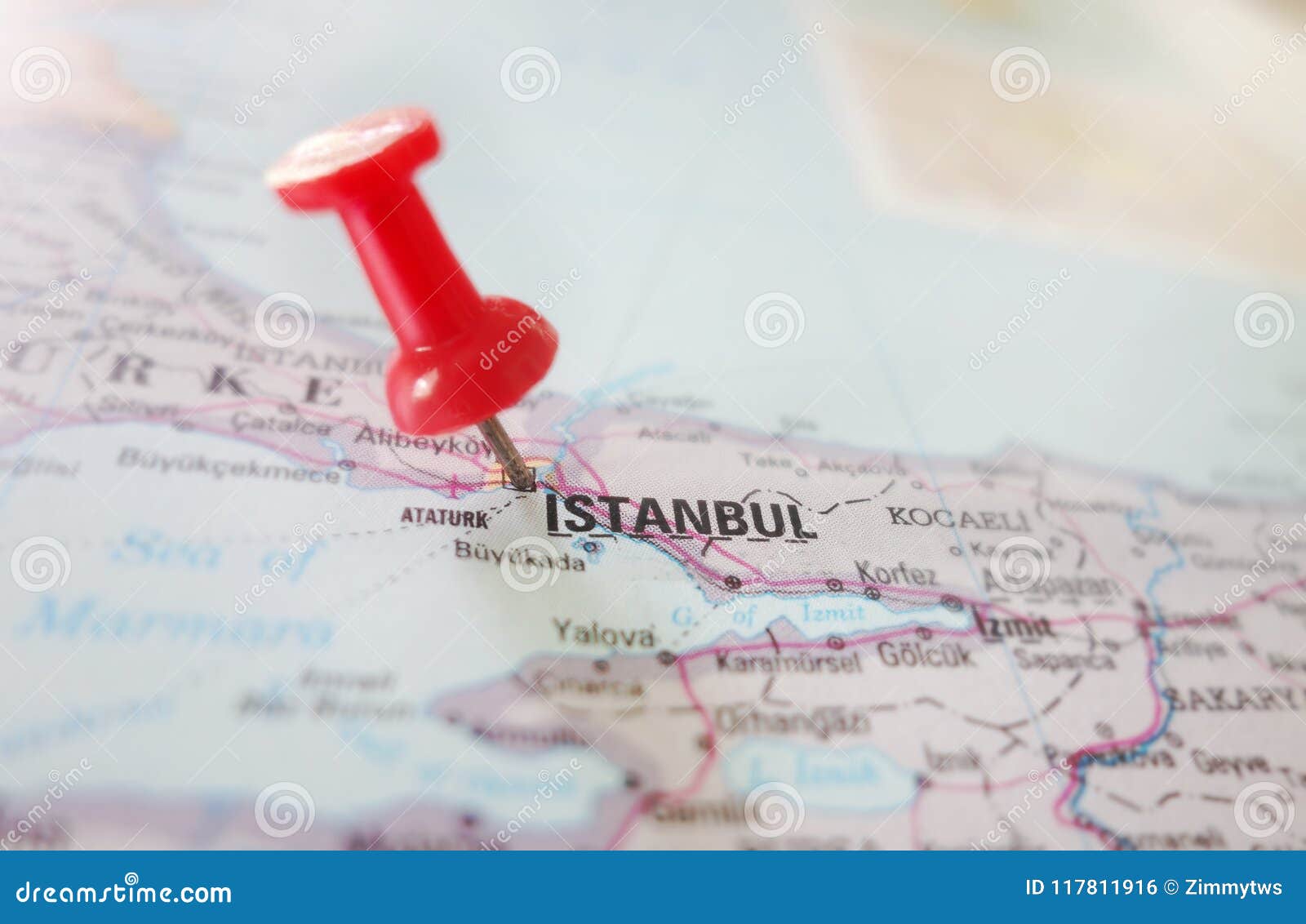 Istanbul Turkey map stock photo. Image of urban, thumbtack - 117811916