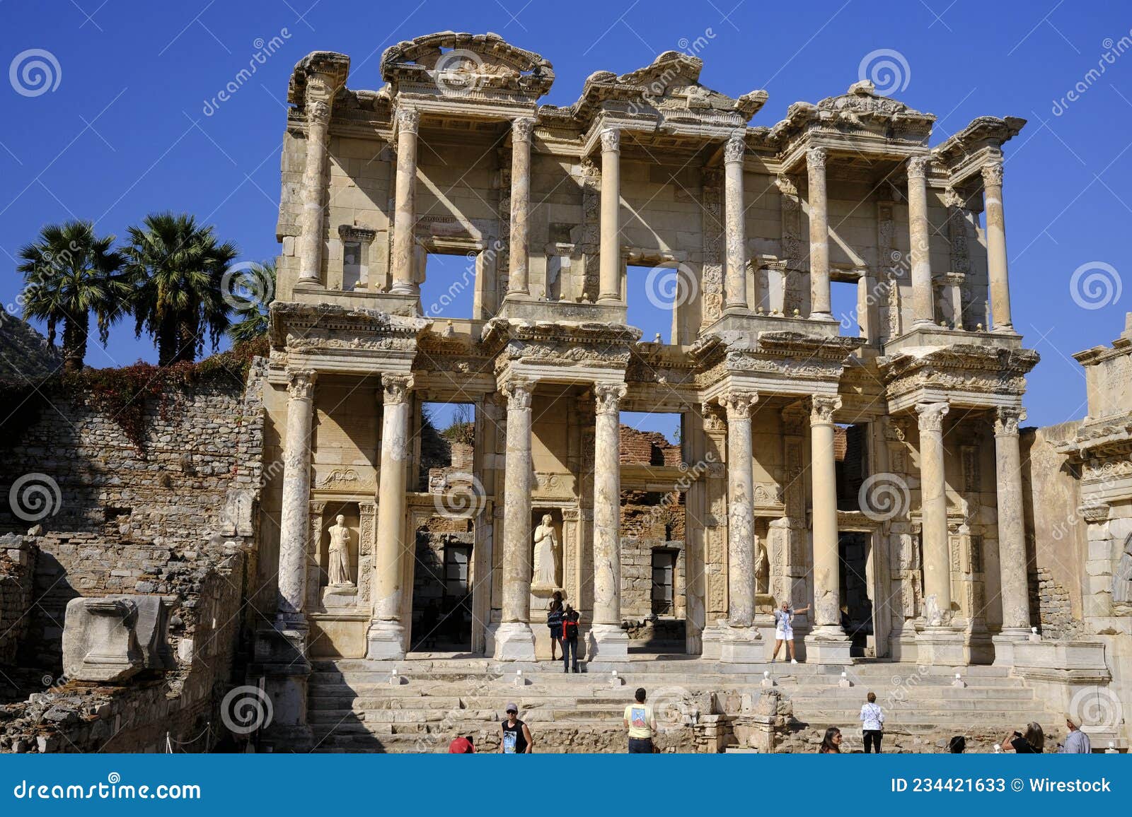 Ruins of the Library of Celsus Editorial Stock Photo - Image of ...