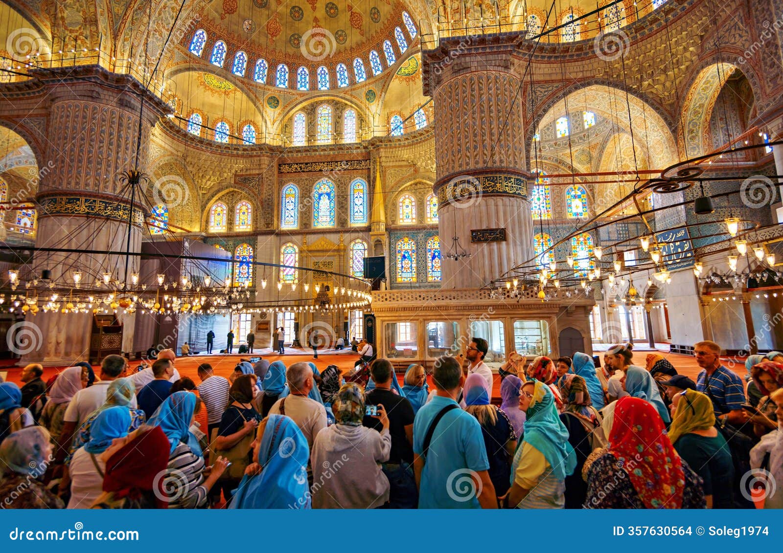 Istanbul, Turkey - October 10, 2024: a Group of Tourists in Mosque ...