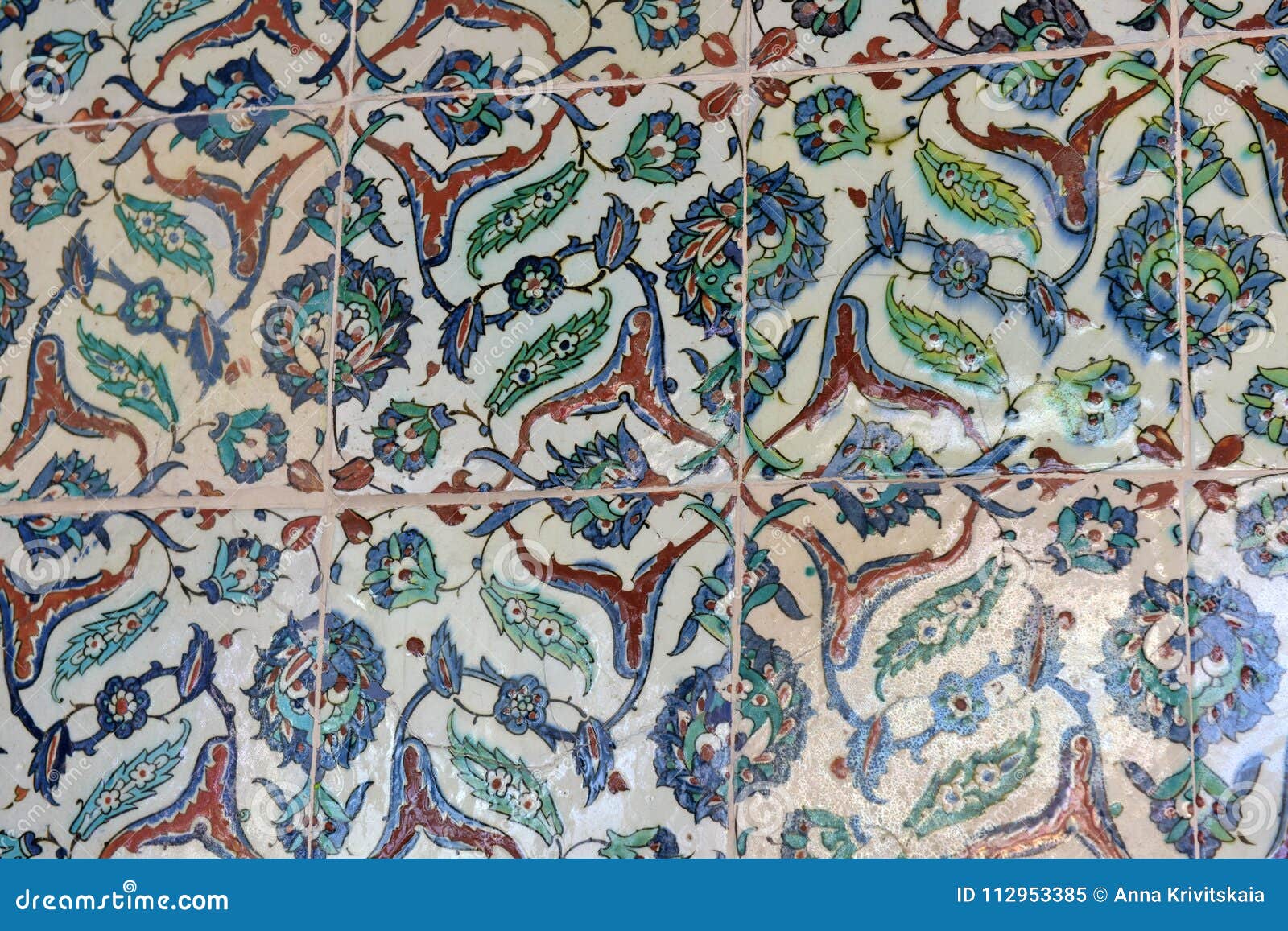 Oriental Ottoman Ceramic Tile View from Topkapi Stock Image - Image of ...