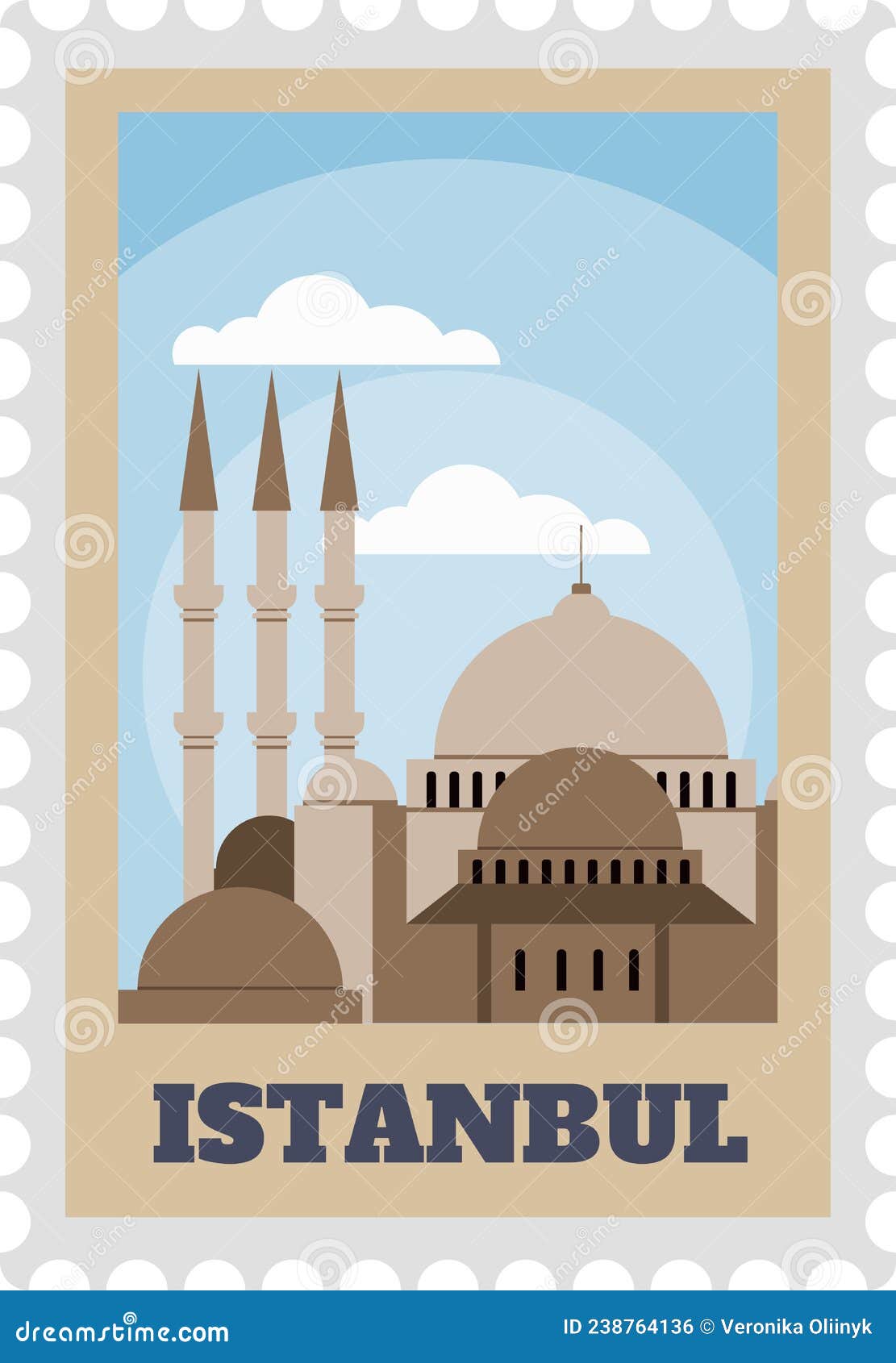 Istanbul Turkey Postal Stamp with Sight Vector Stock Vector ...