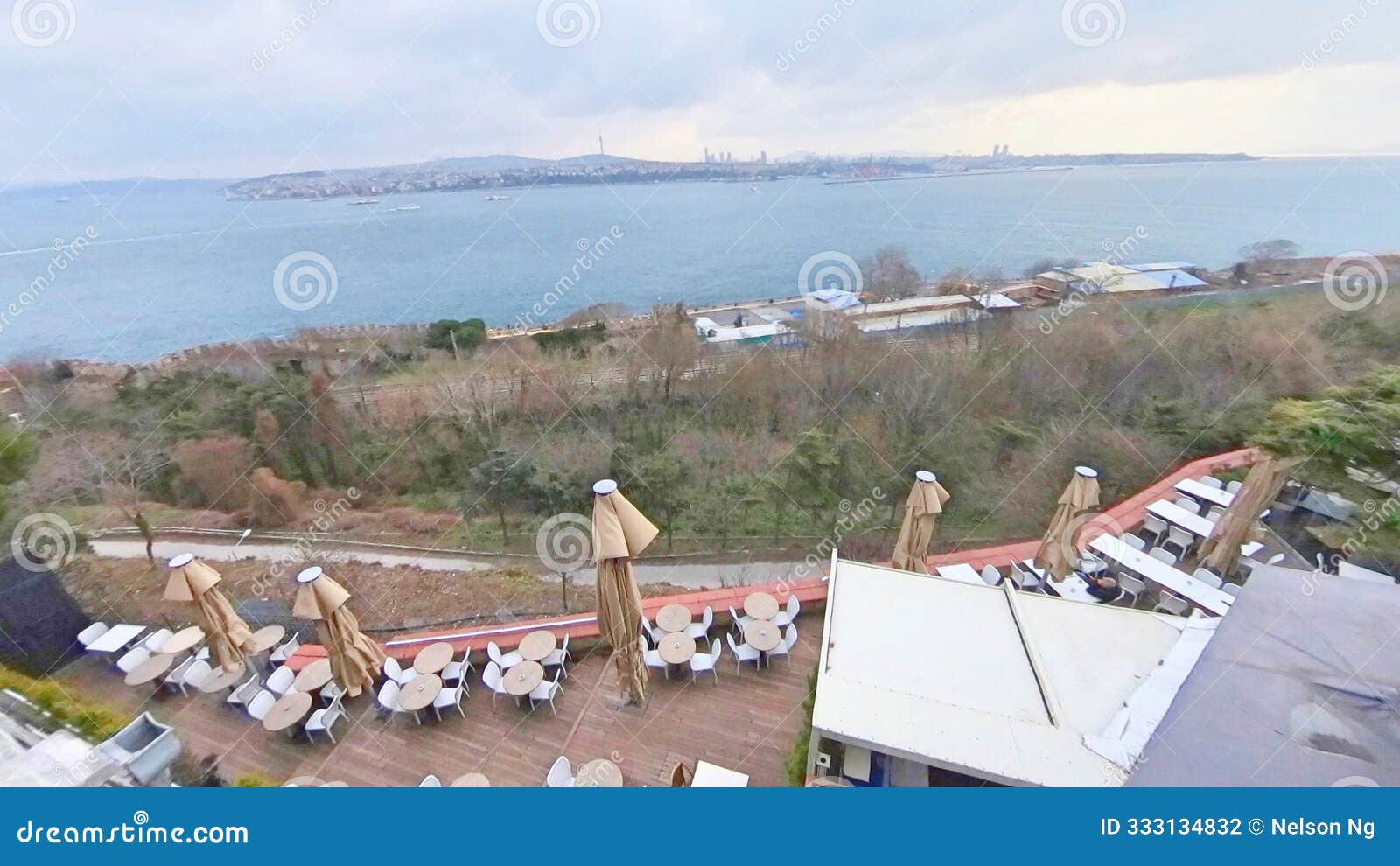 Restaurant Terrace at Topkapi Palace Overlooking the Bosphorus Strait ...