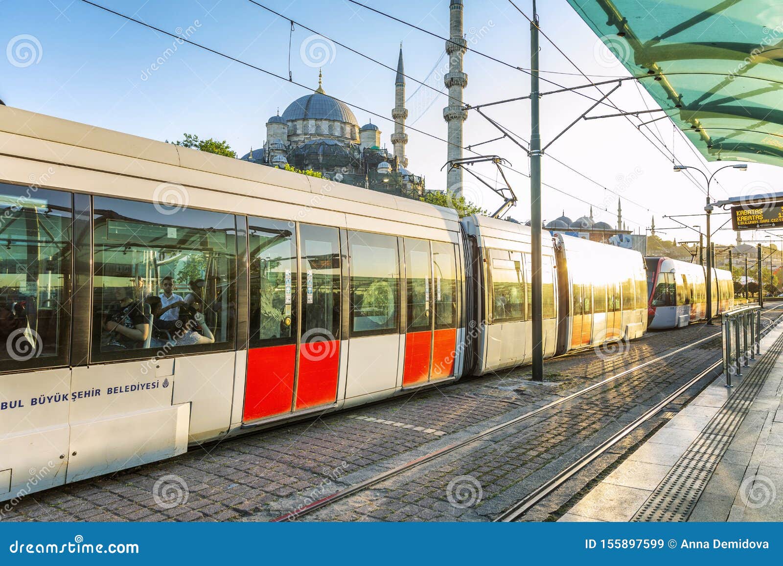 Istanbul, Turkey, 05/23/2019: Tram in a Large Eastern City at Sunset ...