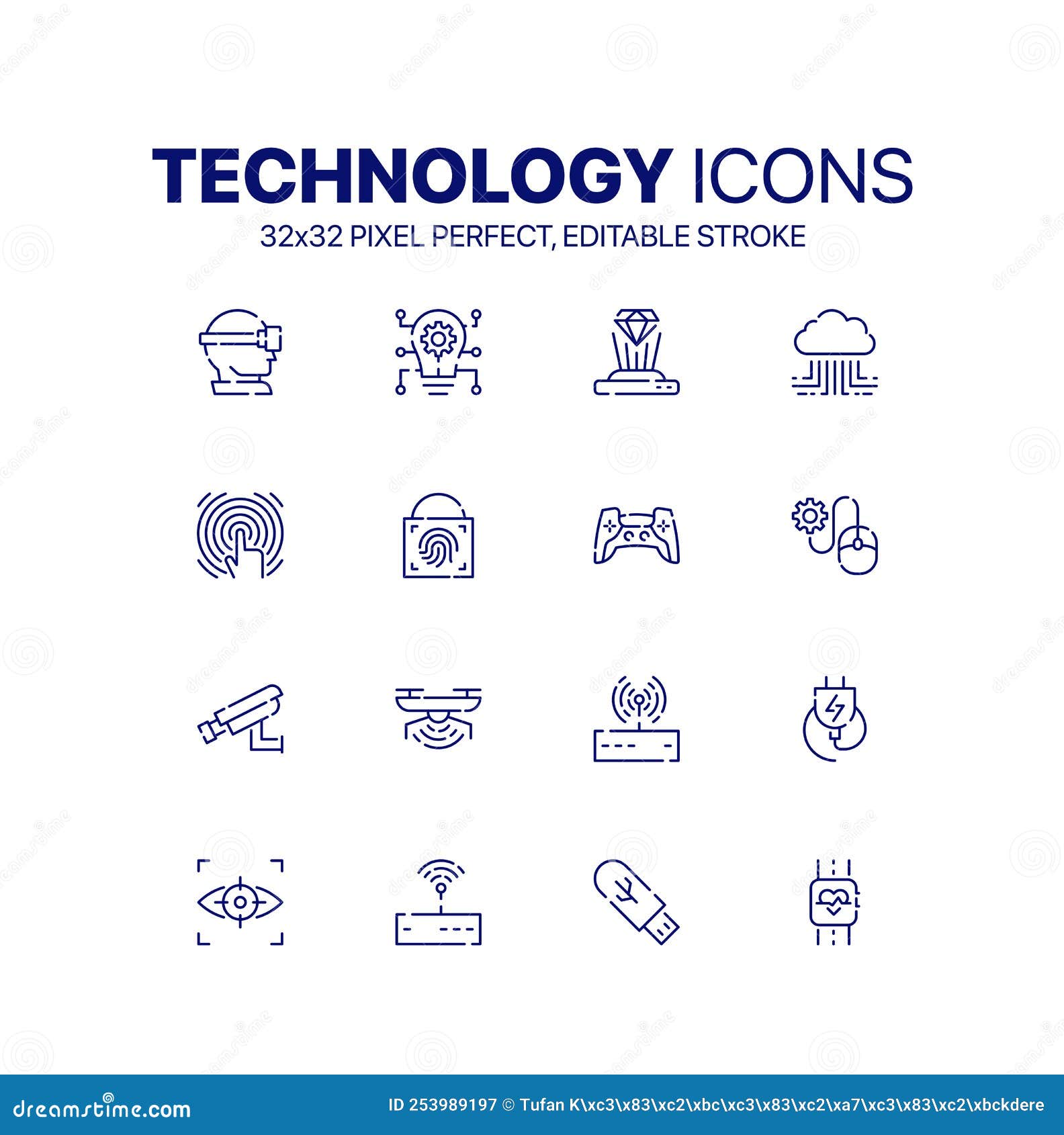 Technology Icons Collection. Unique Style Technology Clipart Symbol ...
