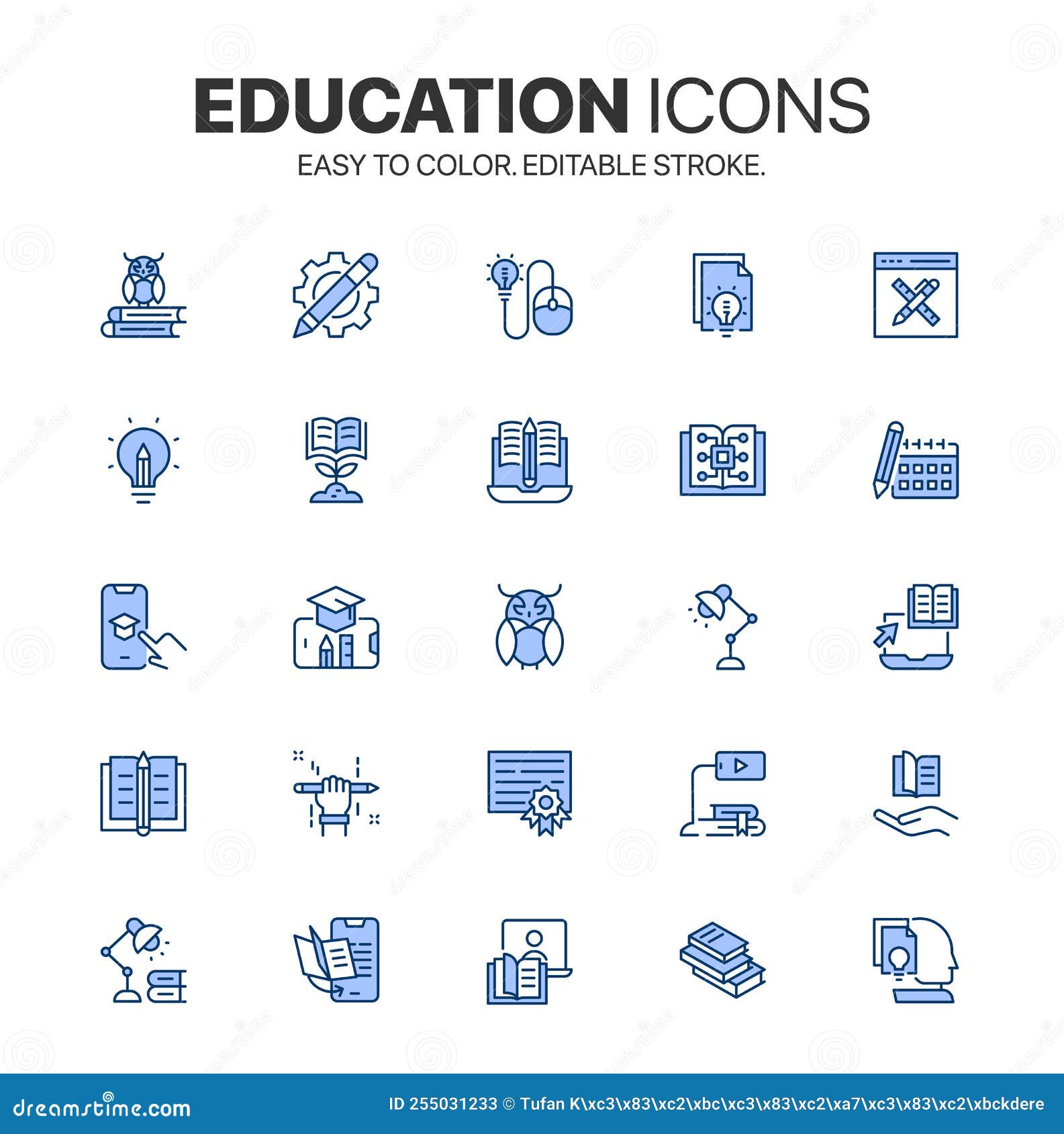 Elearning and Education Icon Set. Literature, School, Online Higher ...