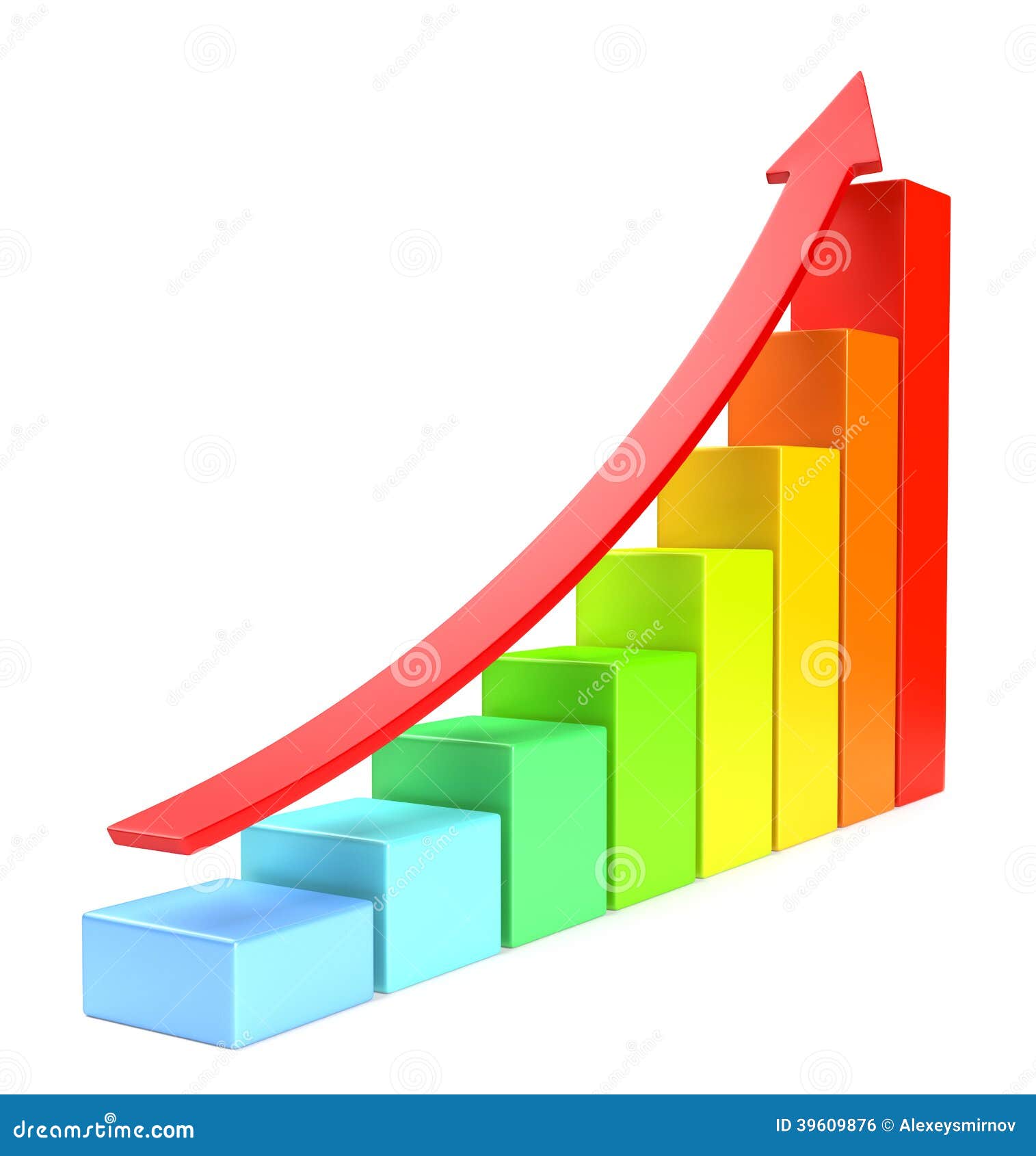 Istogramma Crescente Variopinto Con La Freccia Rossa Illustrazione di ...