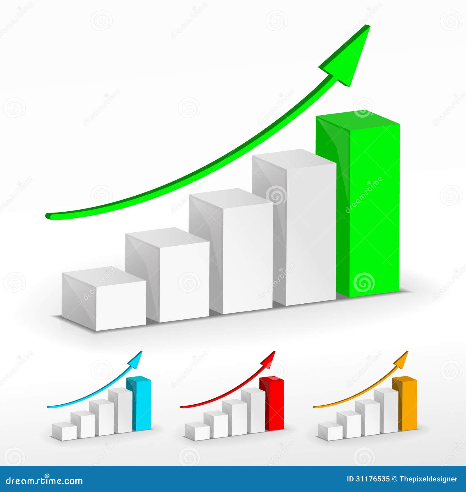 Istogramma Di Crescita 3D. Vettore Illustrazione Vettoriale ...