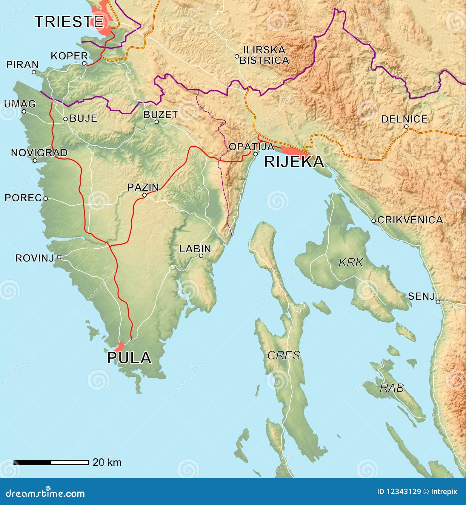 Istria Karte stock abbildung. Illustration von entlastung - 12343129