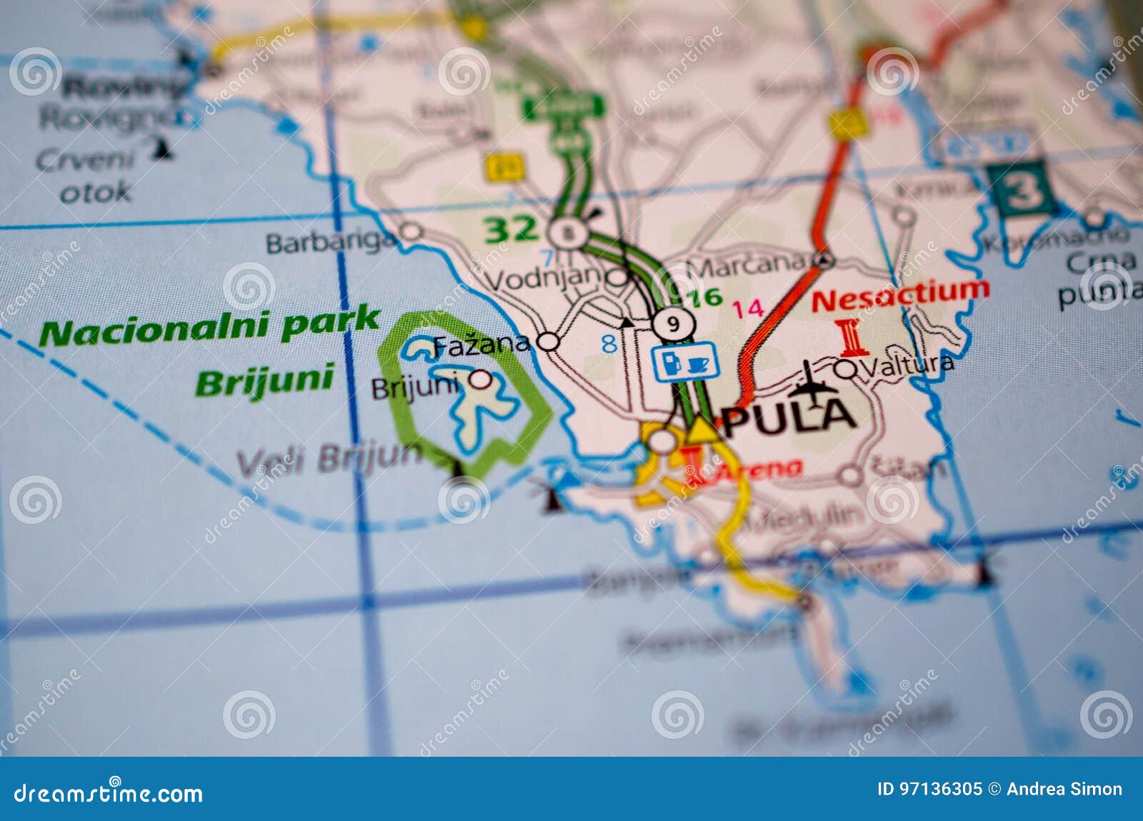 Istrian peninsula on map stock image. Image of route - 97136305