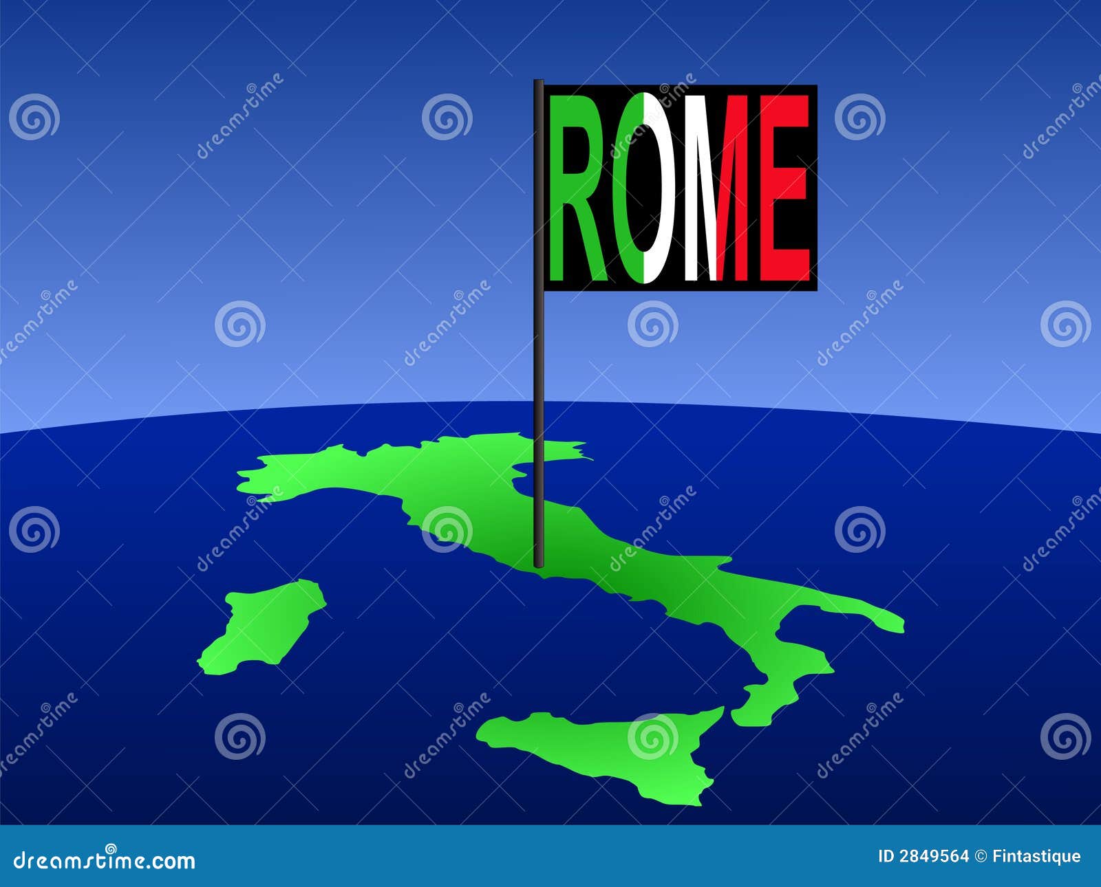 Italië Met De Vlag Van Rome Vector Illustratie - Illustration of ronde ...